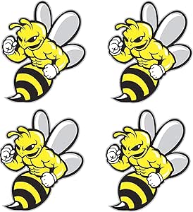 Amazon.com - Pack of 4-3 Inch Stickers - Buff Fit Buzzing Bumble Bee Cartoon Mascot Truck Car ...