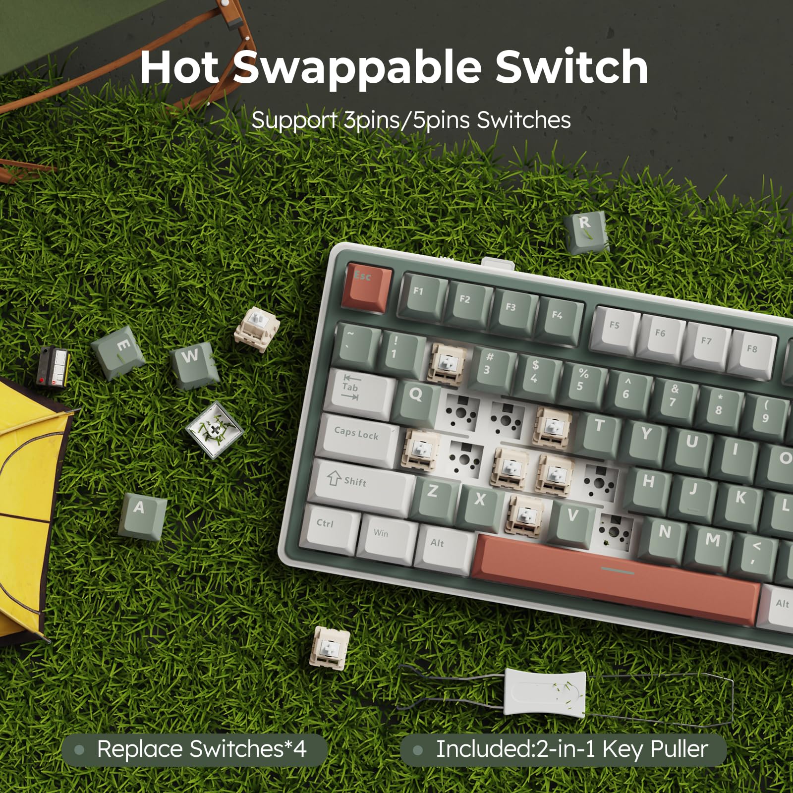 Snapklik.com : RK ROYAL KLUDGE R75 Wireless Mechanical Keyboard, 75% ...
