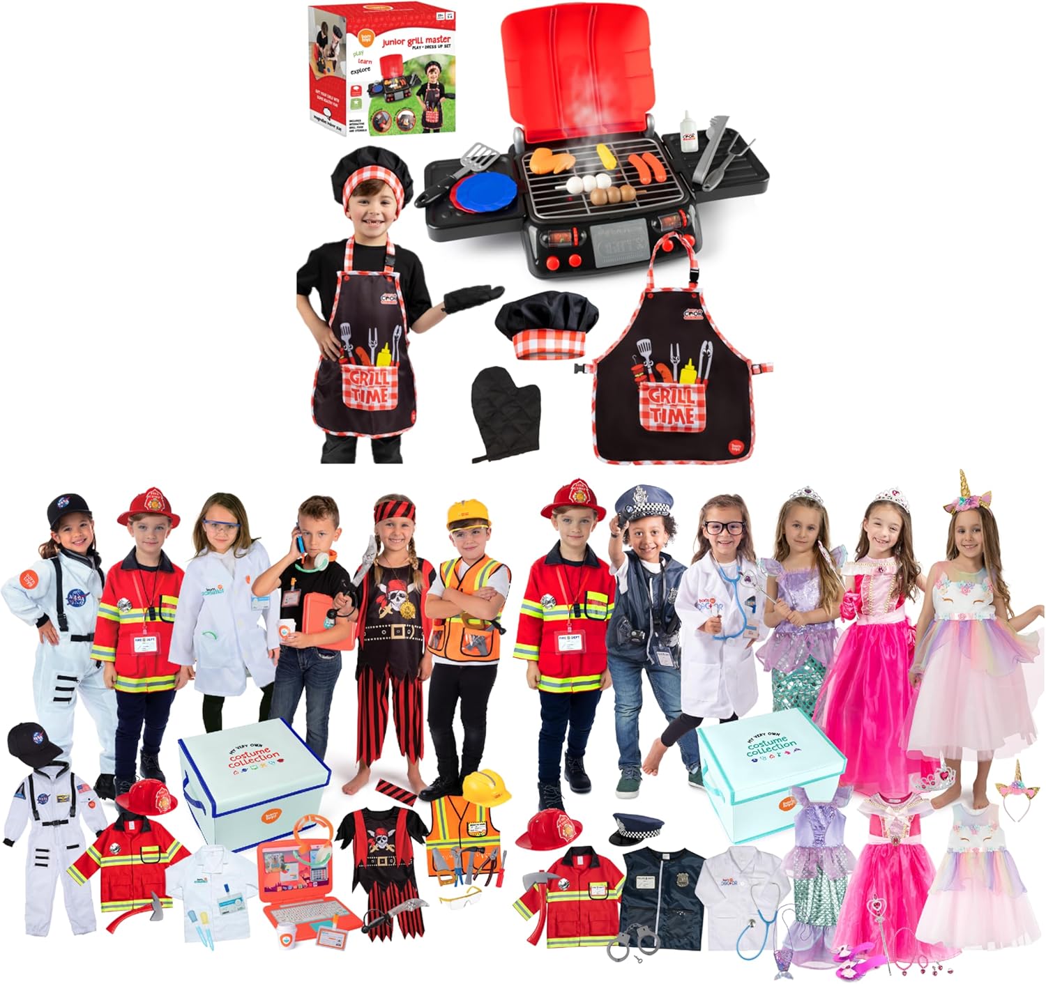 Amazon.com: Born Toys BBQ Set and 6-in-1 Kids' Dress Up & Pretend Play ...