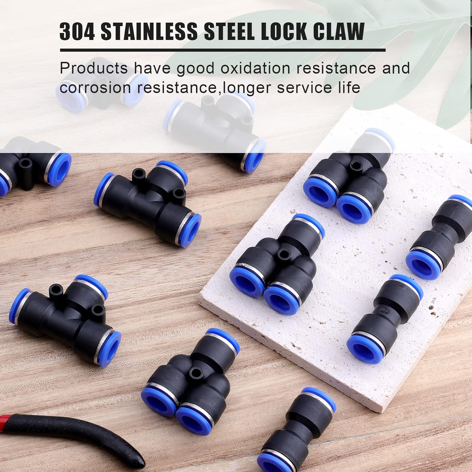 AIEX 60pcs Pneumatic Fittings Kit, 3/8 Inch Air Hose Fittings Quick ...