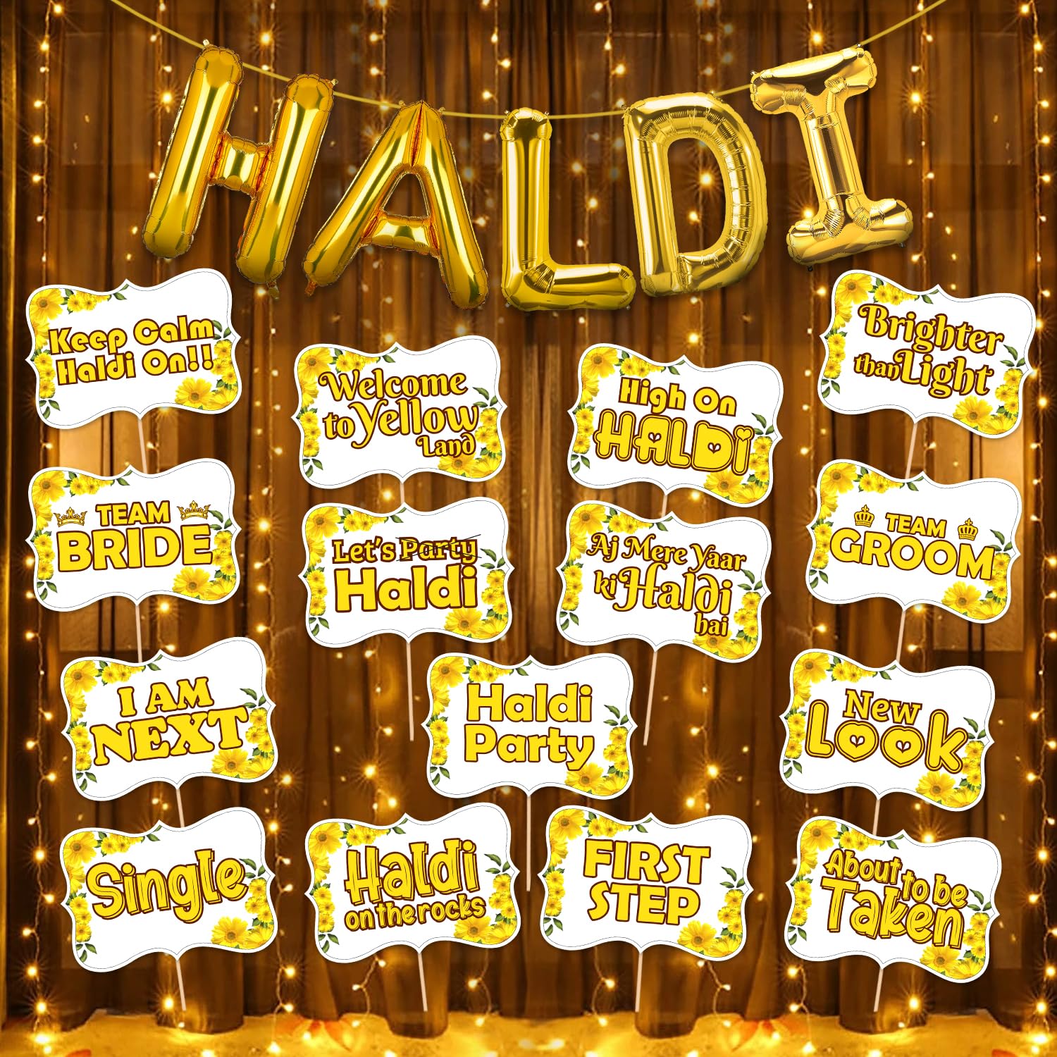 Zyozique ® Haldi Ceremony Decorations Set | Haldi Props for Bride and ...