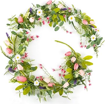 Amazon.com: CENMORISE 5.9FT Spring/Summer Garland with Eucalyptus Tulip ...