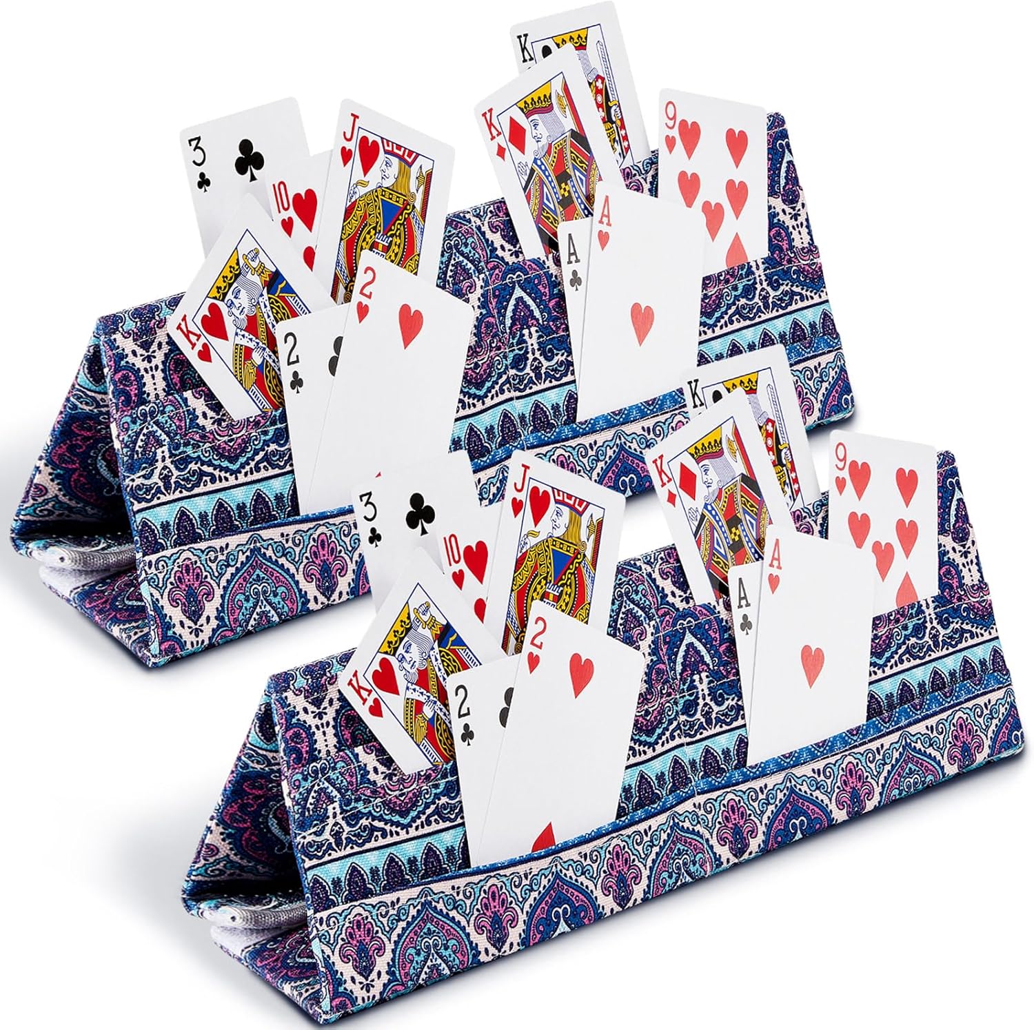 Amazon.com: Jenaai 2 Pcs Playing Card Holder Assorted Colors Fabric ...