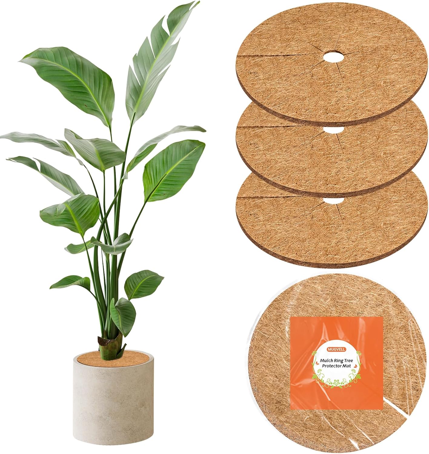 Amazon.com : MUGVELL 11 Inch Coconut Fiber Mulch Ring, 3 Pcs Tree ...