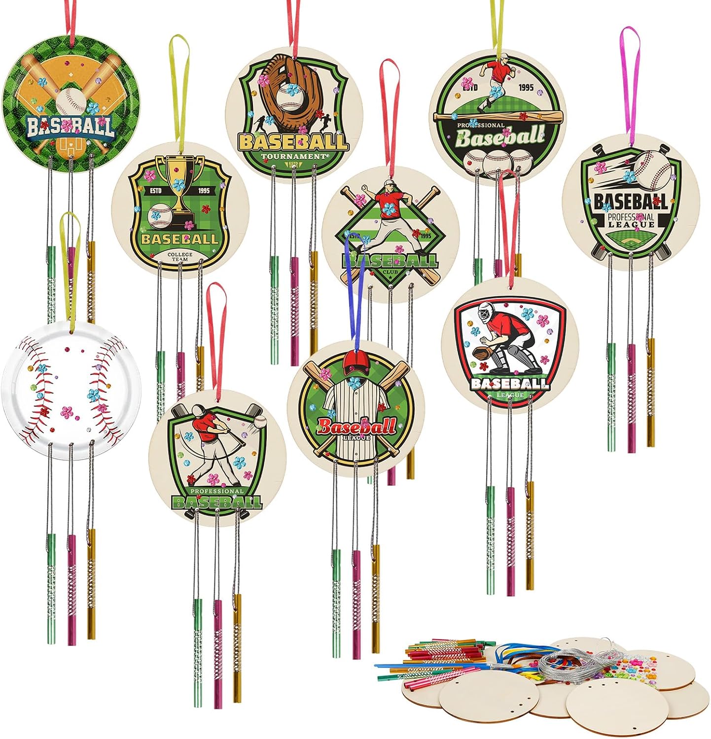 Amazon.com: Fennoral 9 Pack Wind Chime Kit for Kids Make You Own Ball ...