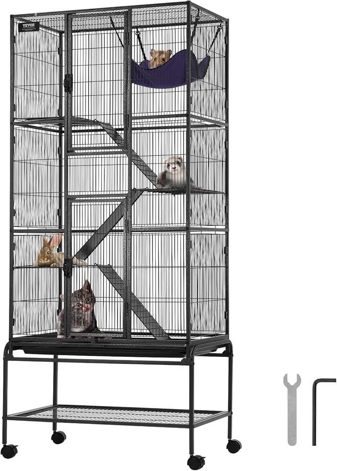 Amazon.com : VEVOR 69" Rolling Metal Ferret Cage, Large 4-Tier Critter ...