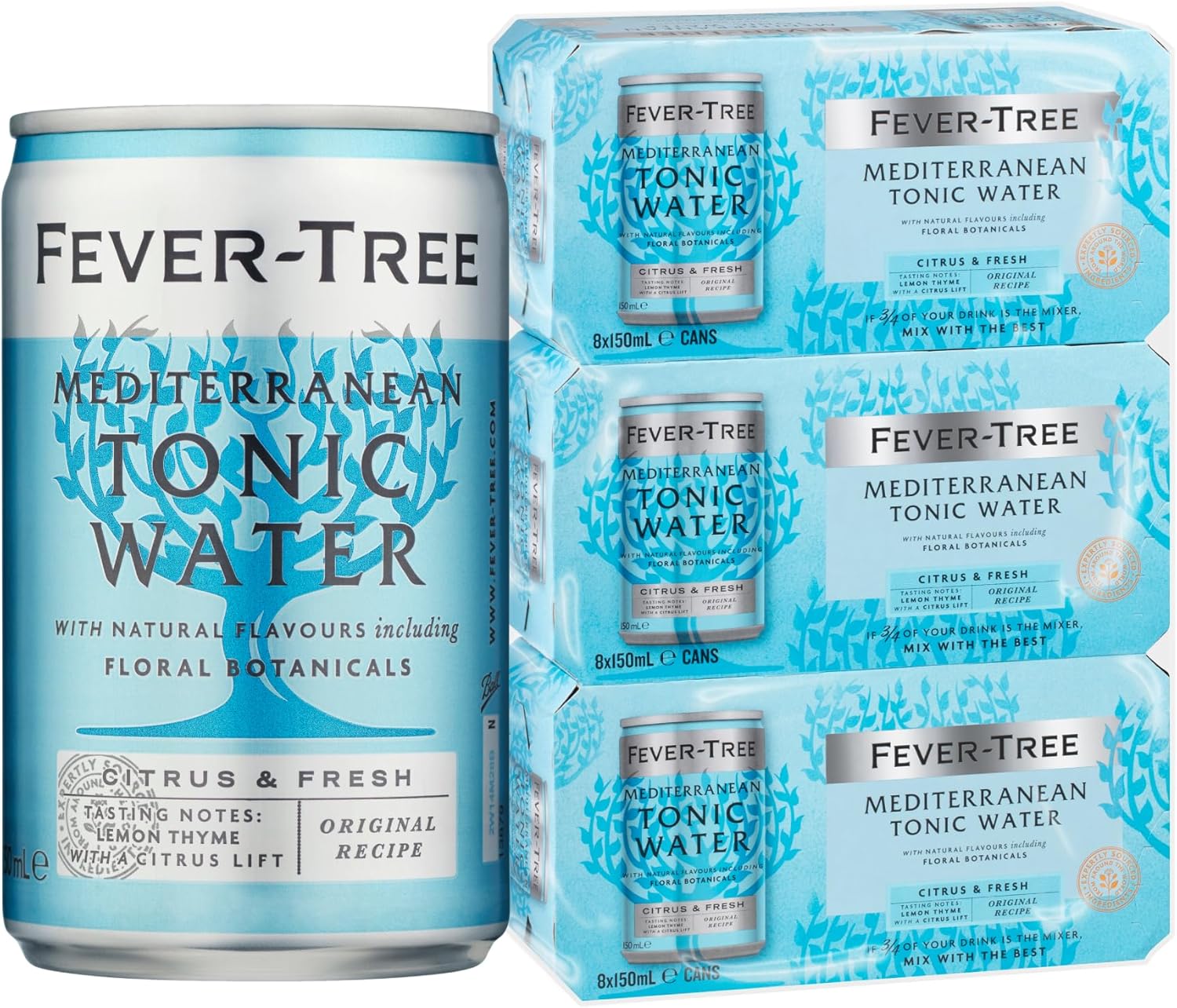 Fever-Tree Mediterranean Tonic Water, Premium Quality Sparkling Drink ...
