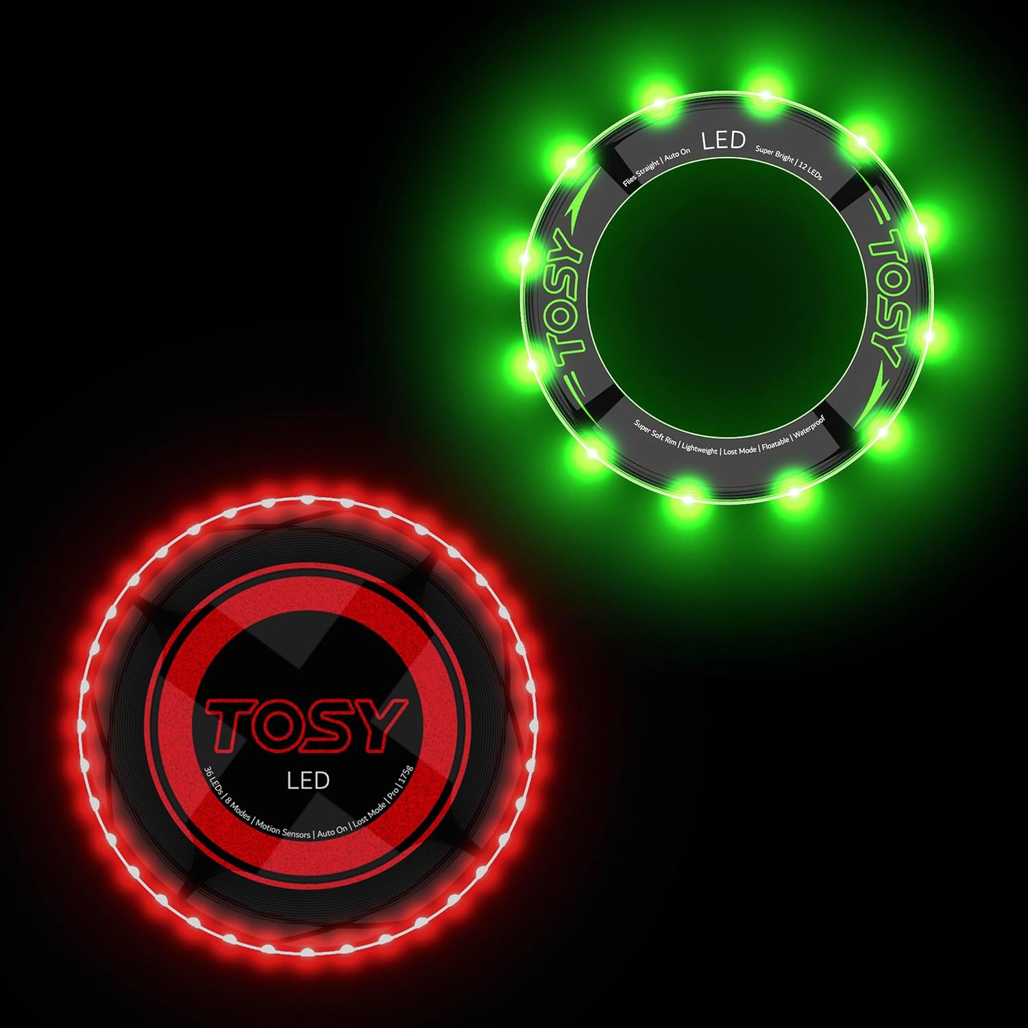 Amazon.com: TOSY Bundle of 2 - Red Frisbee + Green Flying Ring : Sports ...