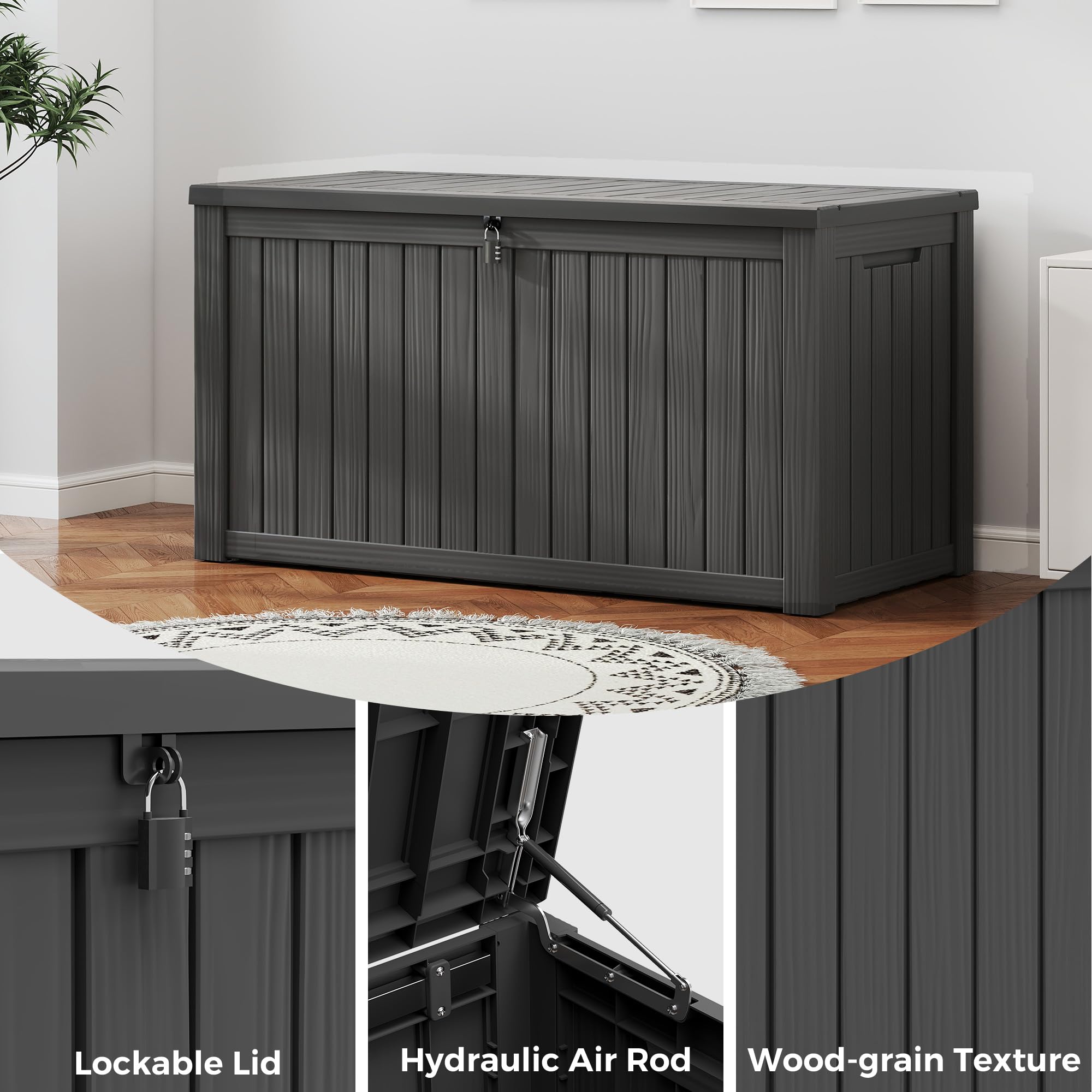 Snapklik.com : Deck Box, 150 Gallon Resin Outdoor Storage Box ...