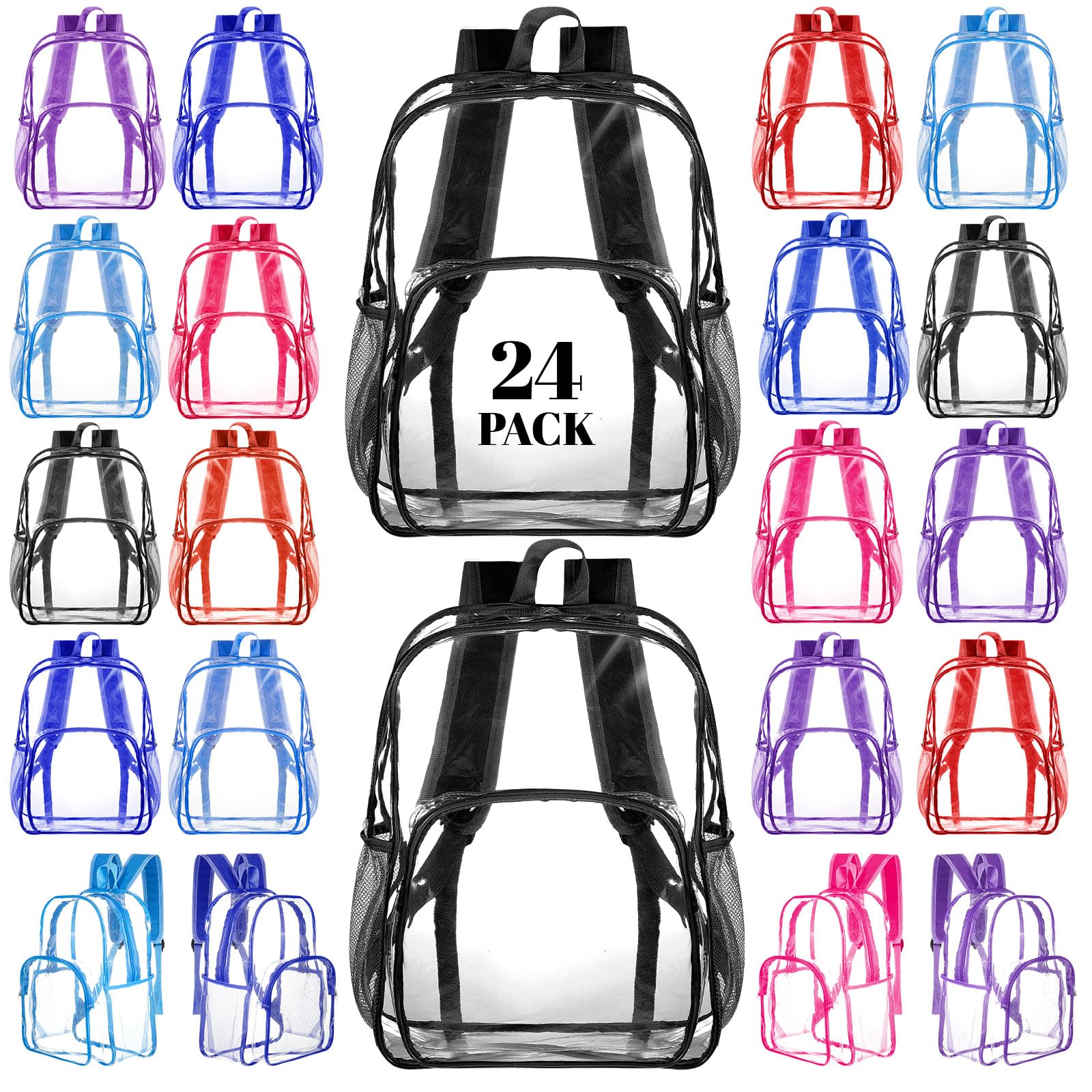 Amazon.com | Amylove 24 Pcs Clear Backpack Bulk Stadium Approved 15 ...