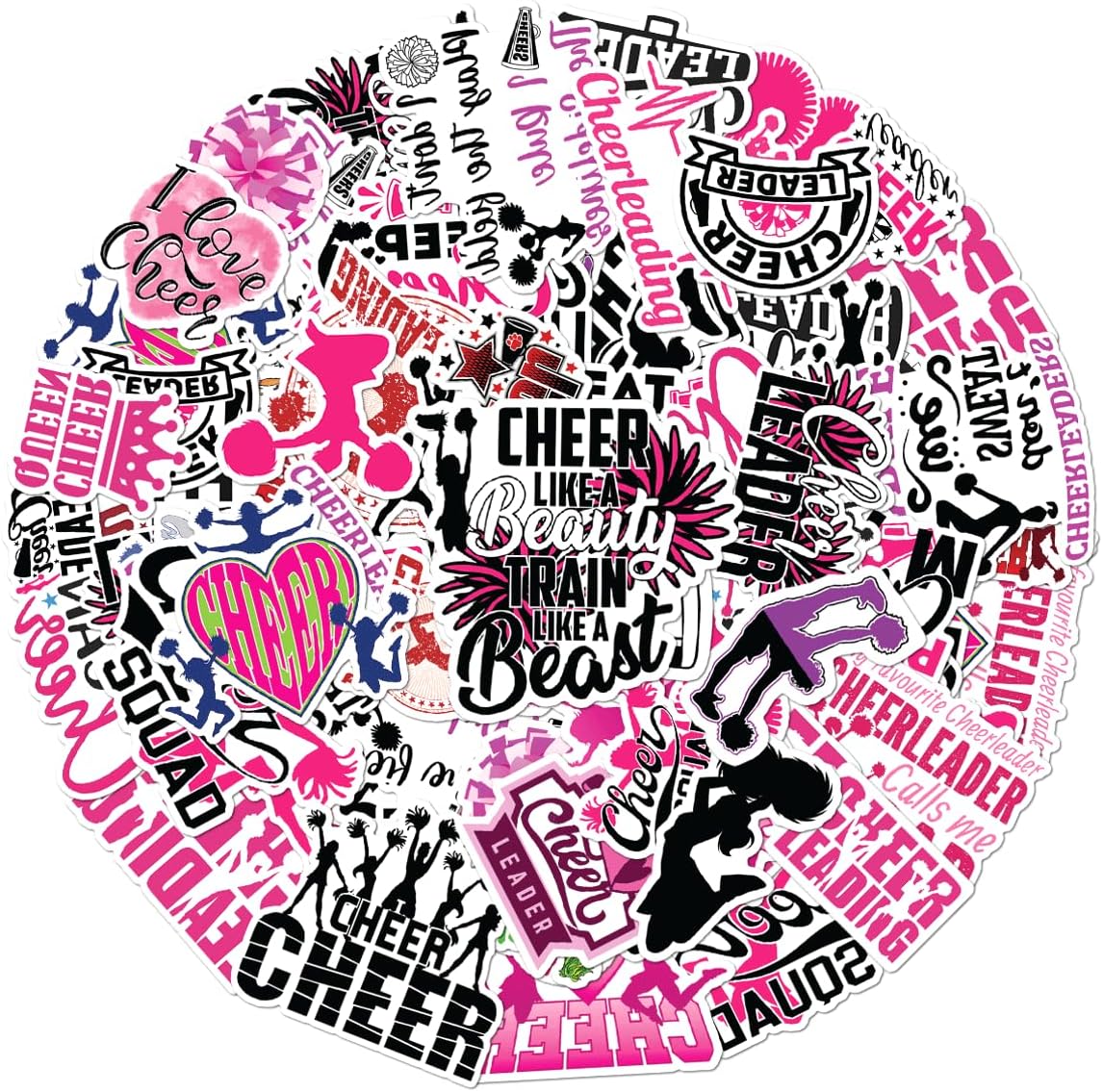 Amazon.com: Cheerleading Motivational Quote Stickers Pack 50Pcs Vinyl ...