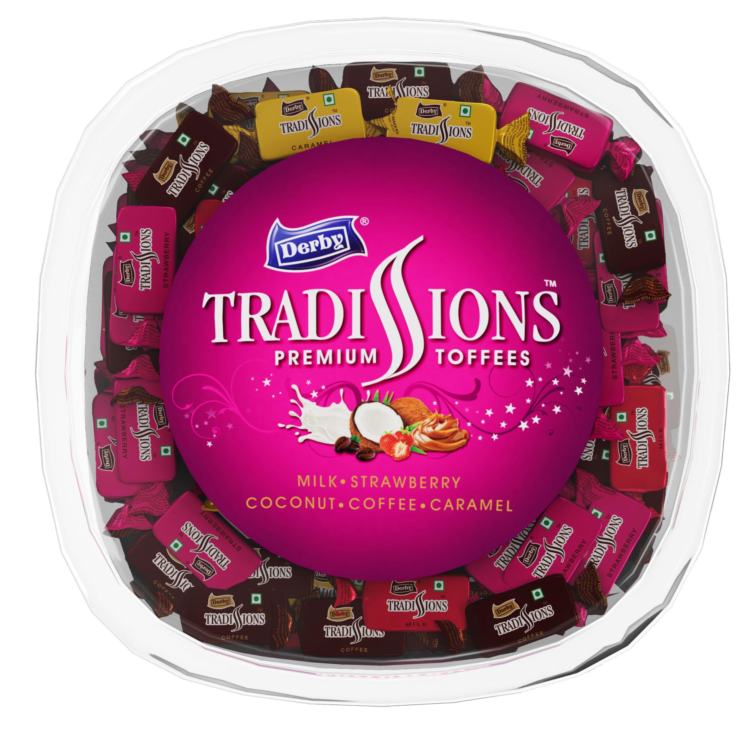 Derby Tradissions Assorted Premium Toffees in Transparent Gift Pack Jar ...