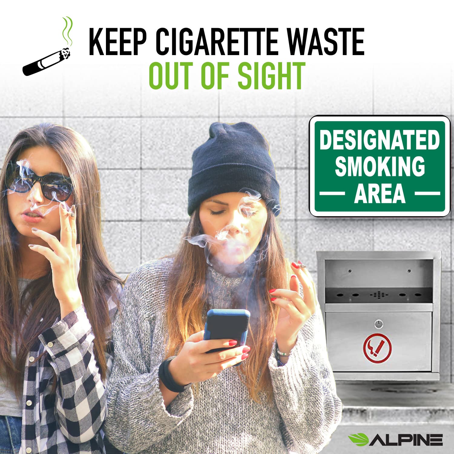Snapklik.com : Alpine Industries Quick Clean Wall Mounted Cigarette ...