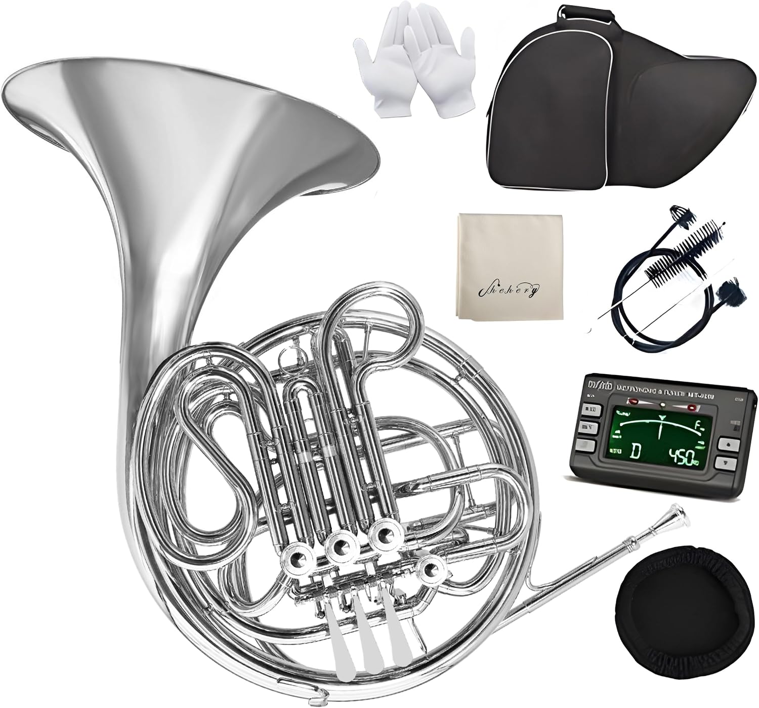Amazon.com: Double French Horn F/Bb 4 Keys Nickel plated＆Gold Craft ...