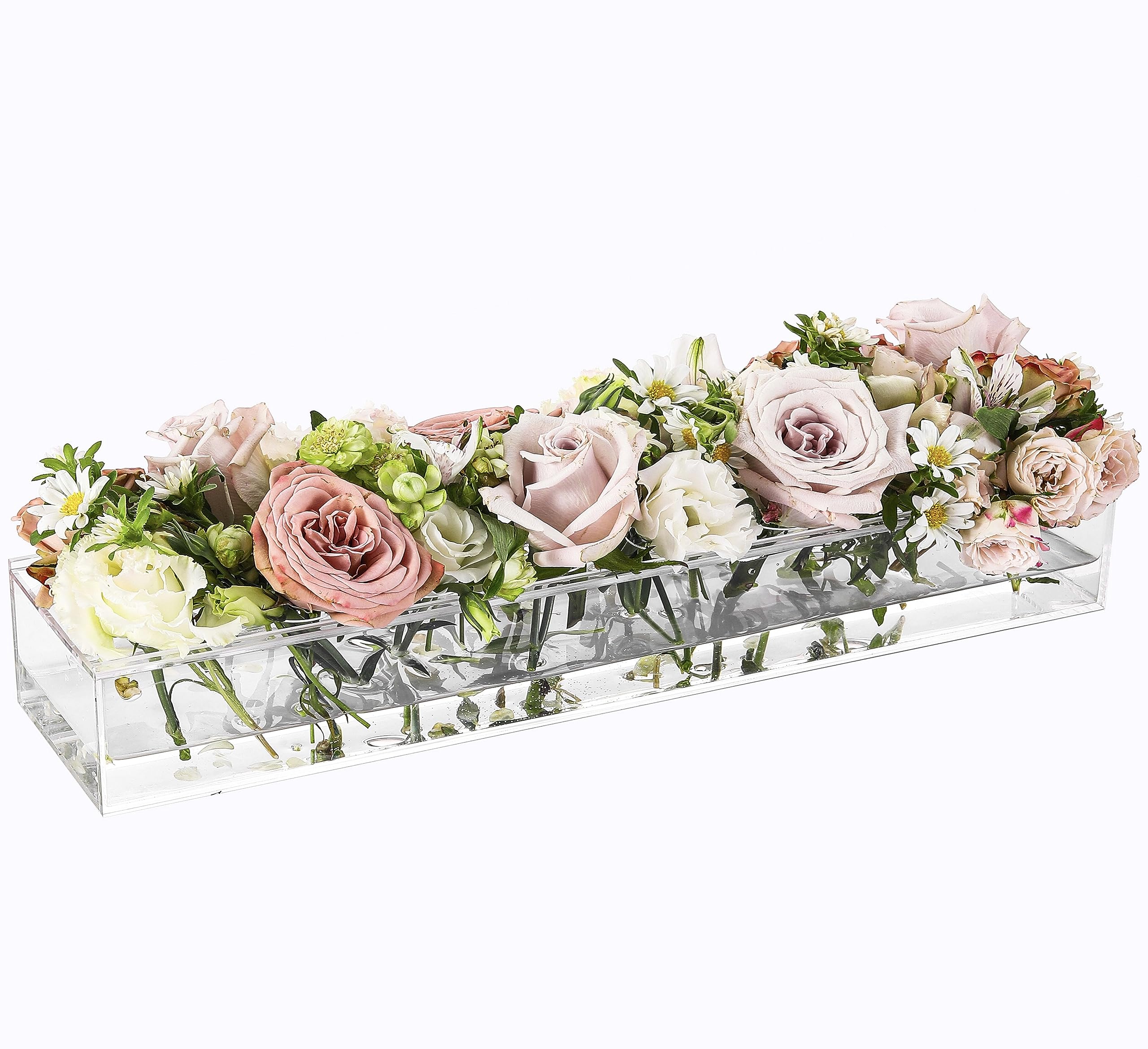 IEEK Acrylic Flower Vase Rectangular Clear Floral Centerpiece for ...