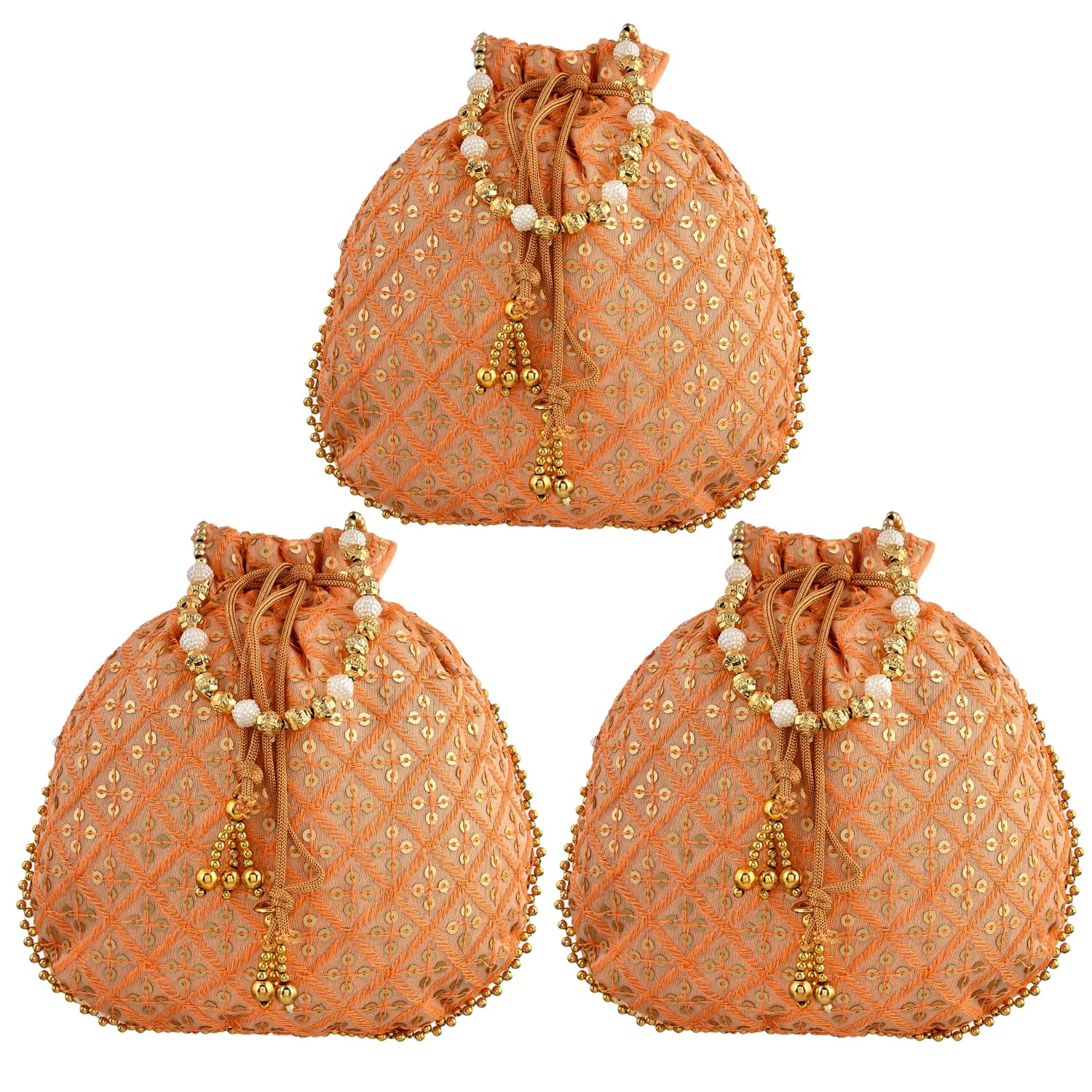 Kuber Industries Potli|Silk Wedding Potli|Drawstring Closure Potli ...