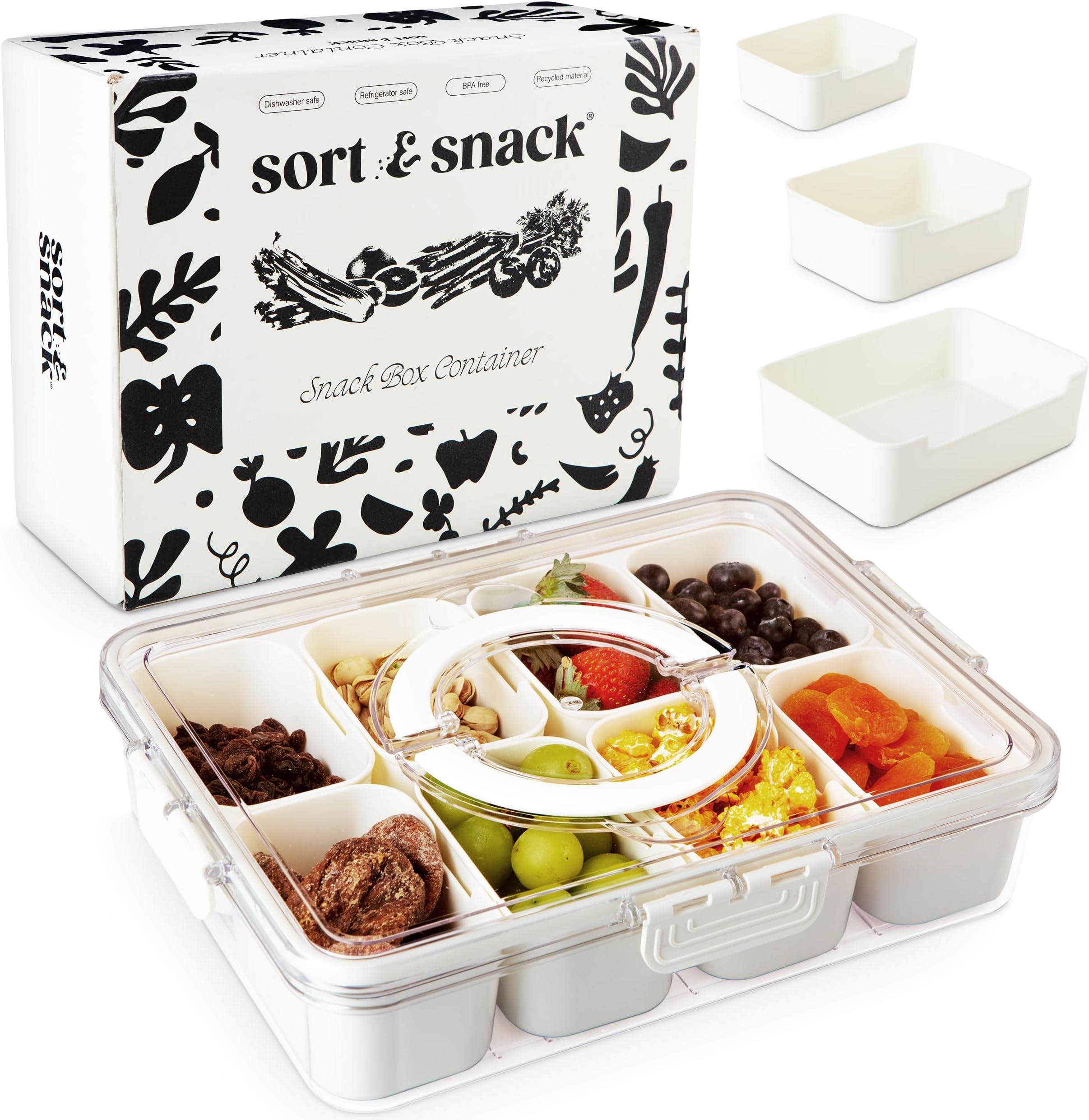 Amazon.com | GUANFU Snackle Box Container Snack Box - Divided Serving ...