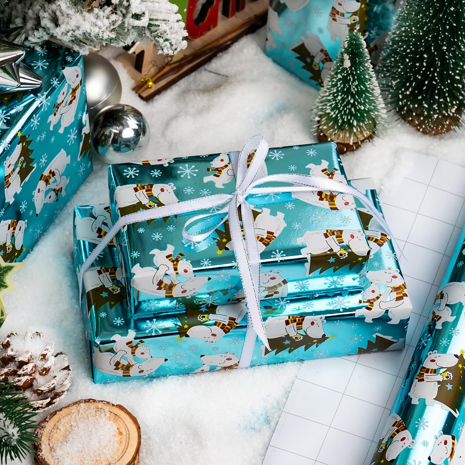 Snapklik.com : Christmas Polar Bear Wrapping Paper - 17 Inch X 33 Feet ...
