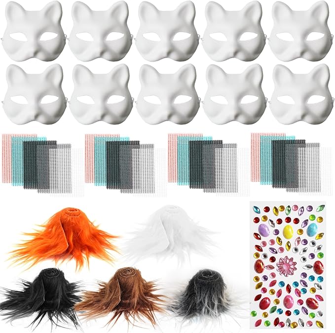 Amazon.com: 36 Pcs DIY Therian Mask Kit,Cat Mask Material Arts Crafts ...