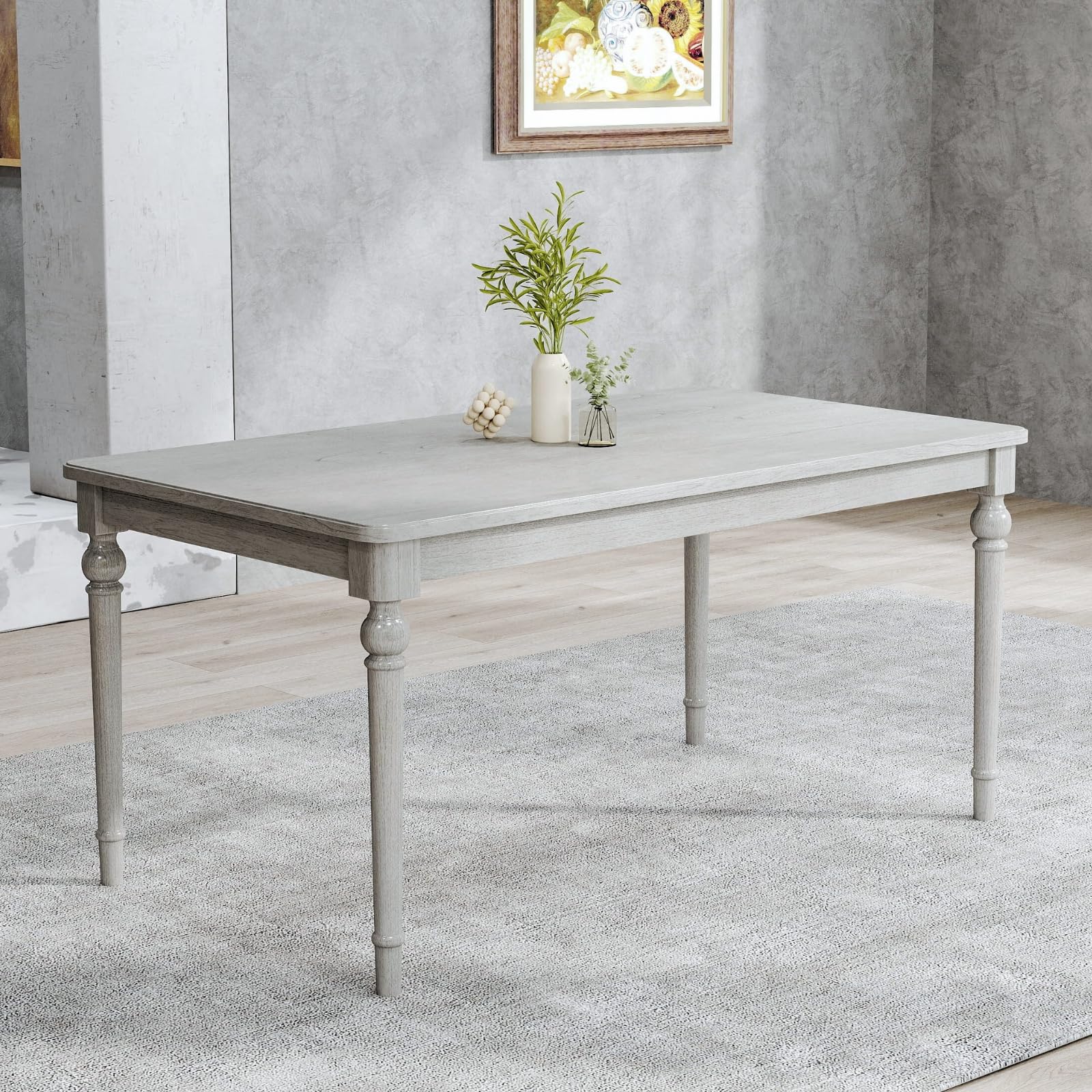 Amazon.com - chairus 63 Inch Dining Table for 4-6 People, Rustic Solid ...