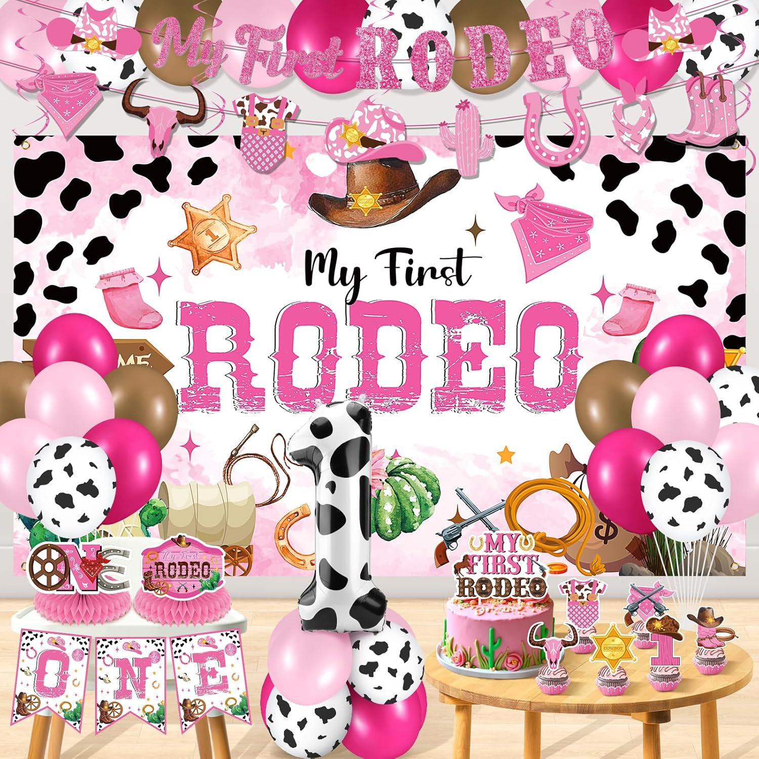 Amazon.com: Western Cowgirl 1st Birthday Decoration, My First Rodeo ...