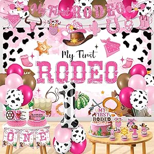 Amazon.com: My First Rodeo Birthday Decorations for Girl, 43Pcs Pink ...