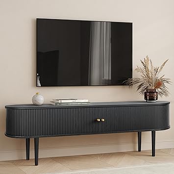 Amazon.com: WERMO 71’’ Black TV Stand with Storage and Shelves for 65 ...