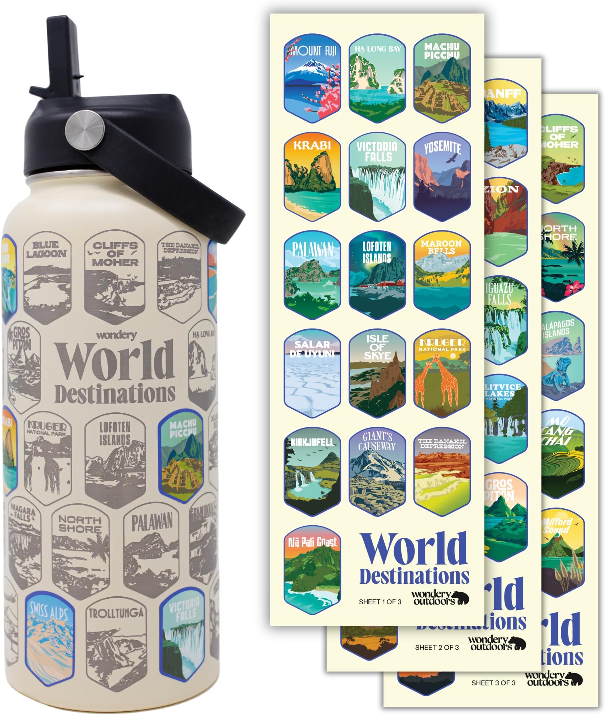Amazon.com: Official World Destinations Bucket List Travel Water Bottle ...