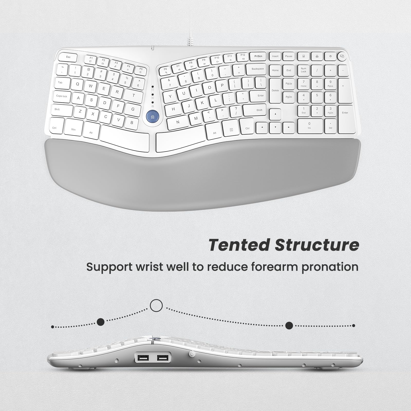 Nulea RT02 Ergonomic Keyboard, Wired Split Keyboard with Pillowed Wrist ...