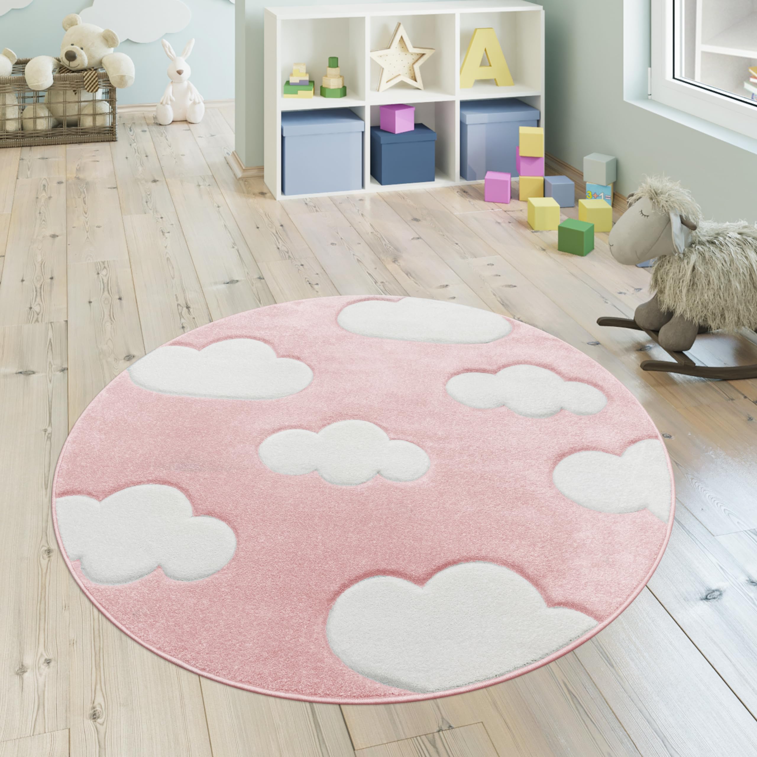 Amazon.com: Modern Kids Rug with Clouds in Pink Pastel for Nursery ...