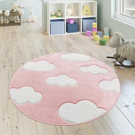 Amazon.com: Modern Kids Rug with Clouds in Pink Pastel for Nursery ...