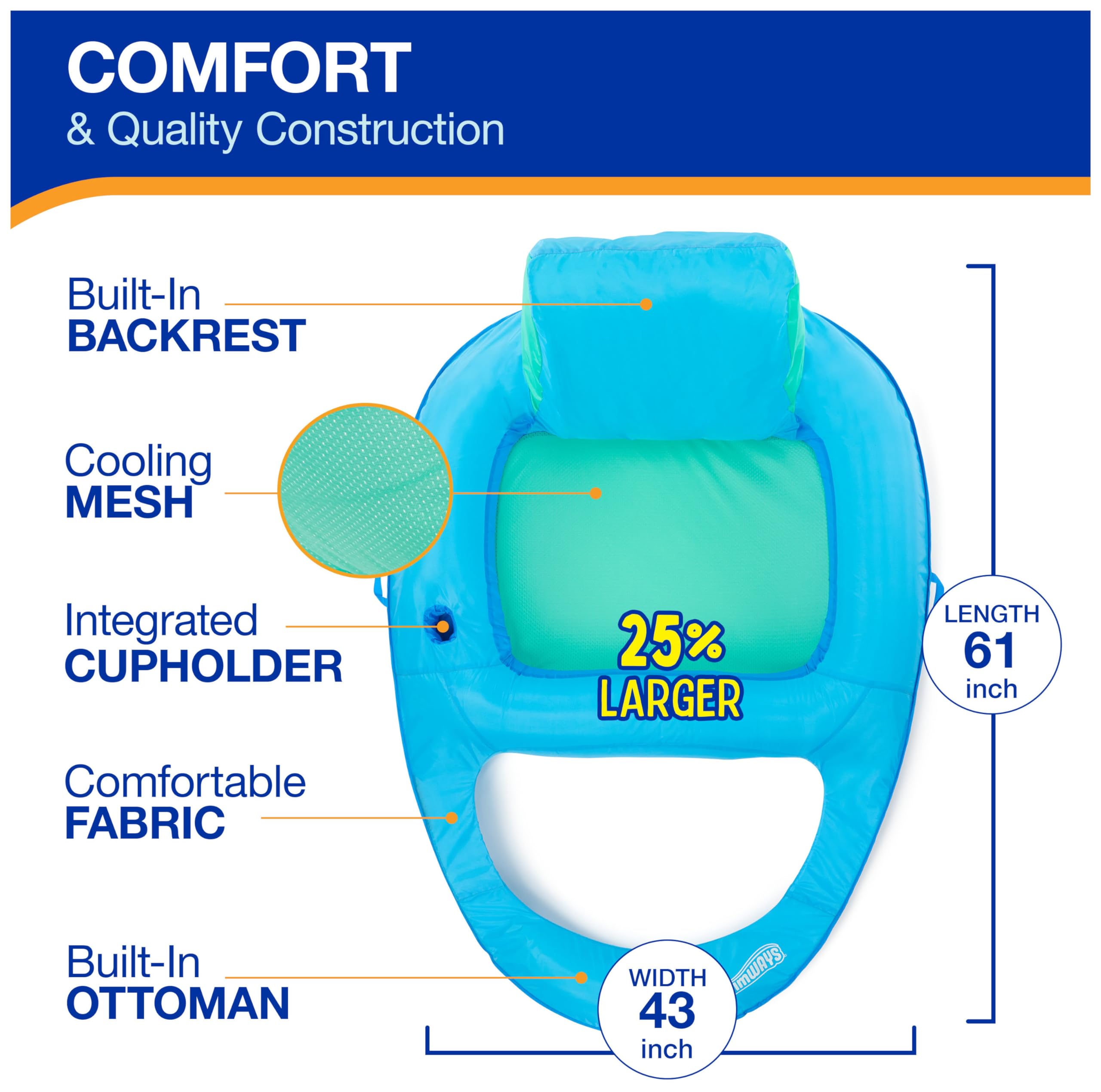 Snapklik.com : SwimWays Spring Float Premium XL Recliner Chair For ...