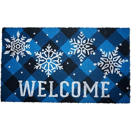 Amazon.com: Briarwood Lane Checkered Snowflakes Doormat - 30" x 18 ...