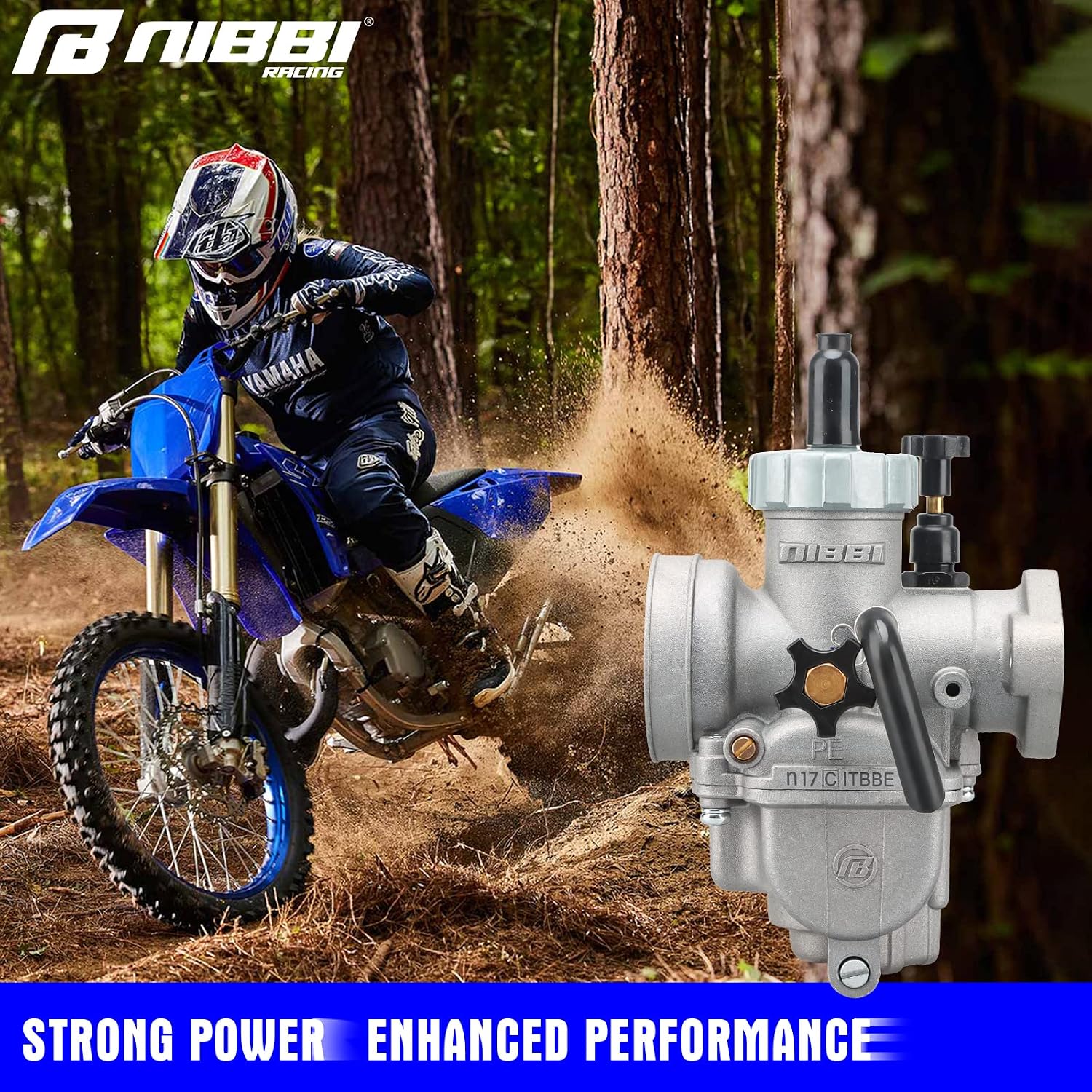 Buy NIBBI PE17mm Carburetor for 80cc-100cc Flange Motorcycle Engine ...