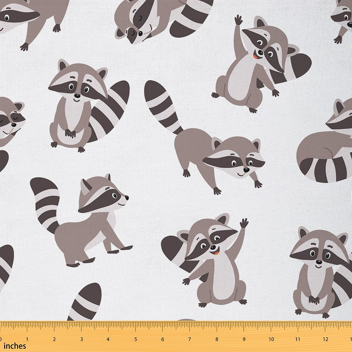 Amazon.com: Cute Raccoon Decorative Fabric by The Yard Cartoon Wildlife ...