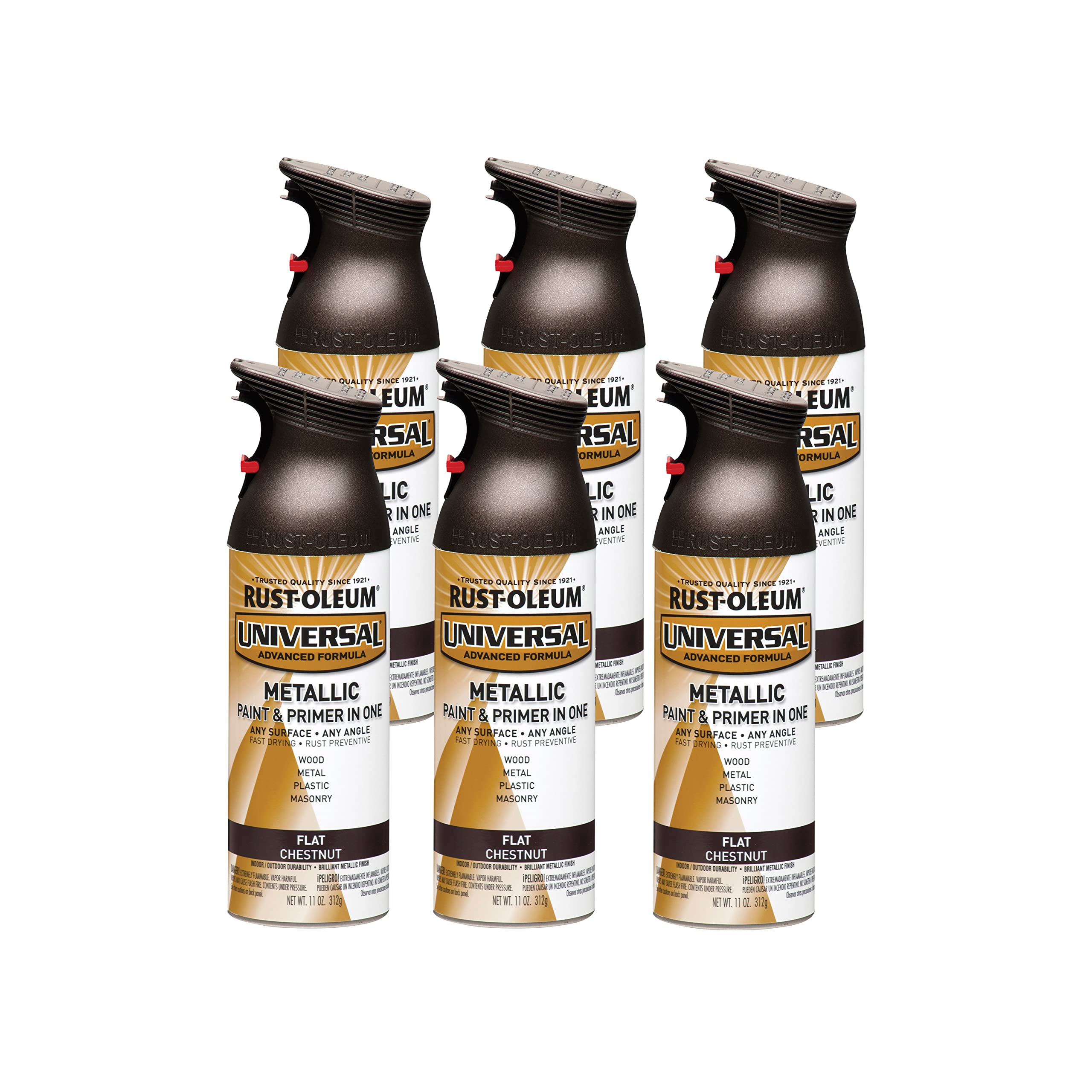 Rust-Oleum 271471-6PK Universal All Surface Metallic Spray Paint, 11 oz ...