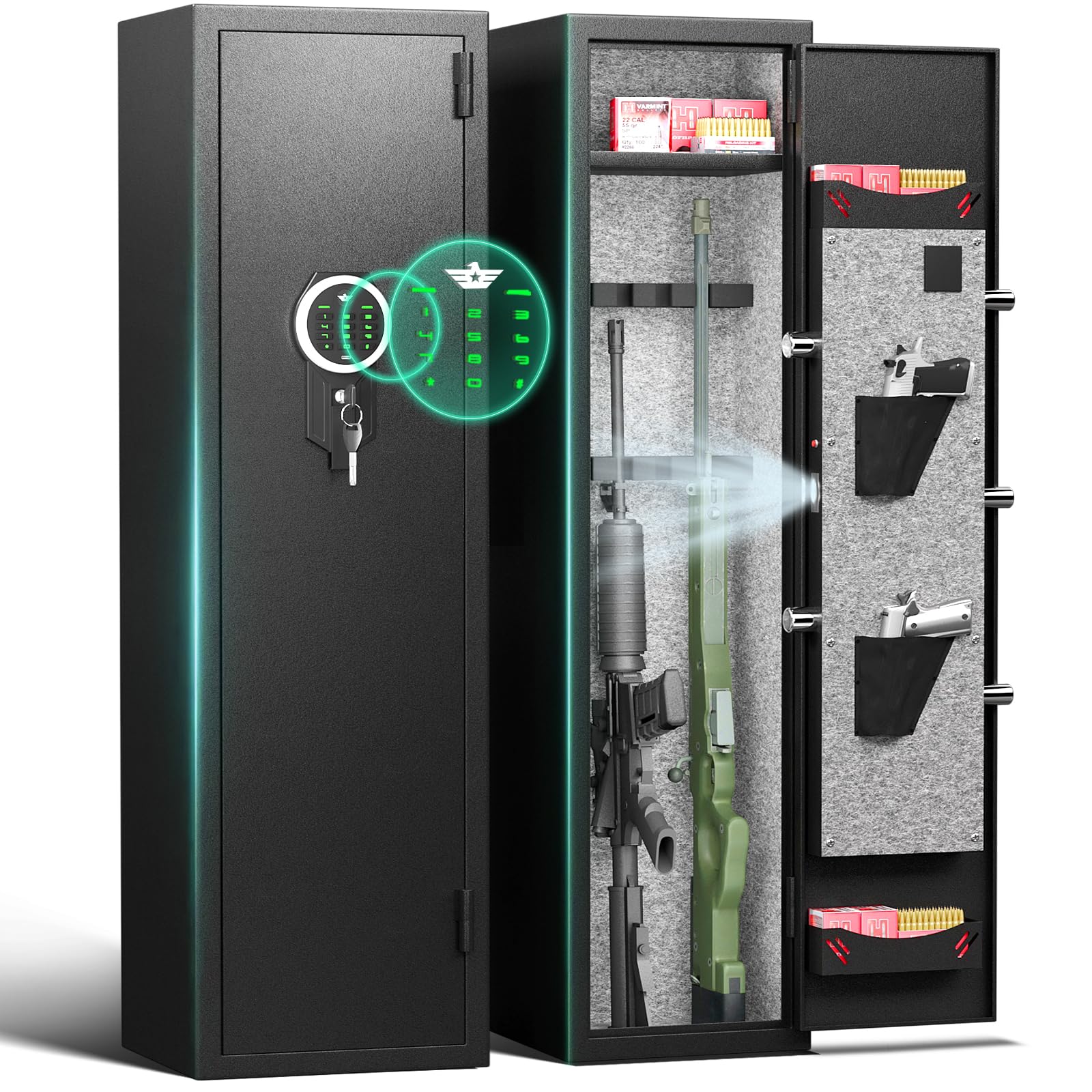 Amazon.com: Riflewell 2-3 Rifle Gun Safe, Digital Large Long Gun Safe ...