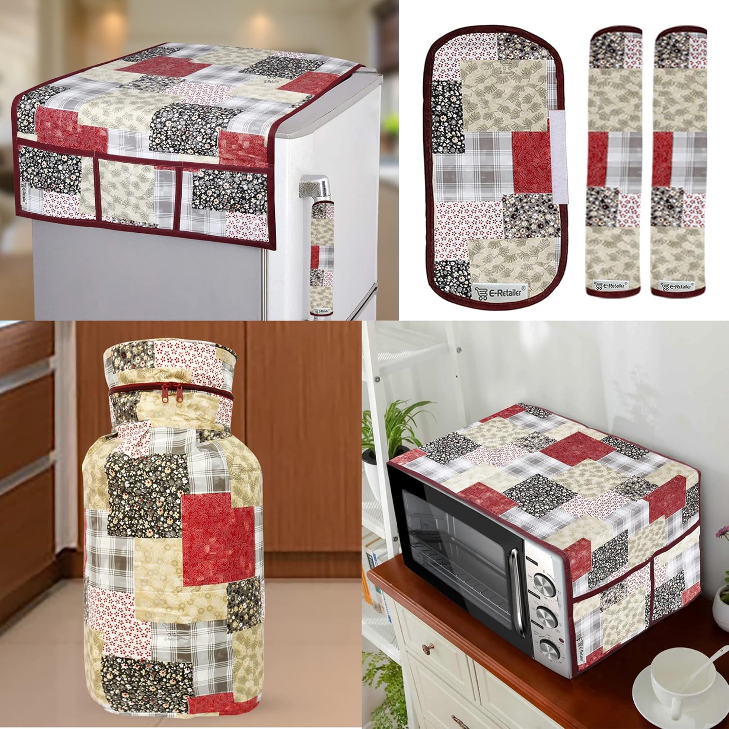 E-Retailer® Combo Set of PVC Water Proof Fridge Top Cover with 6 ...