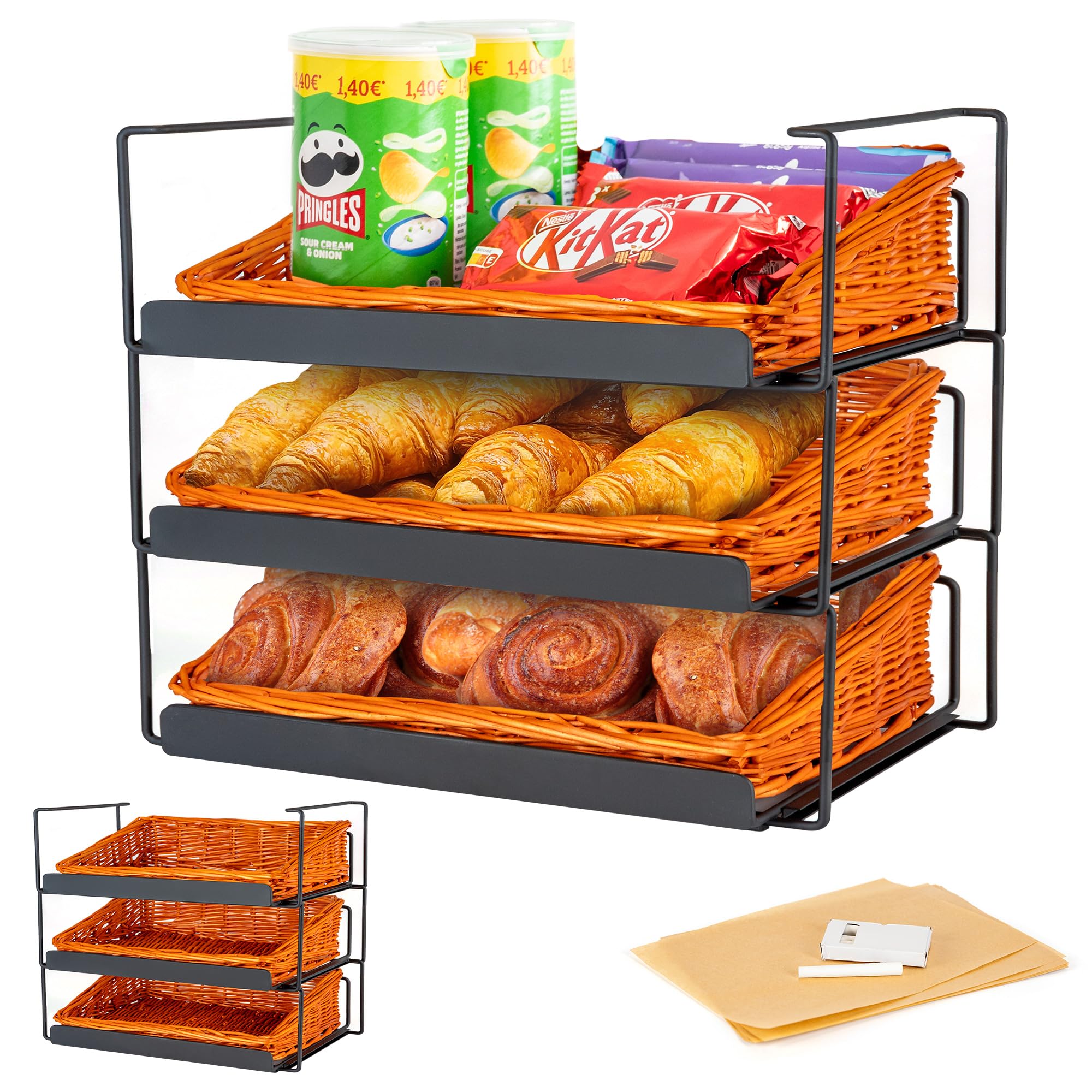Snapklik.com : Bread Display Rack Willow Basket Display For Kitchen ...
