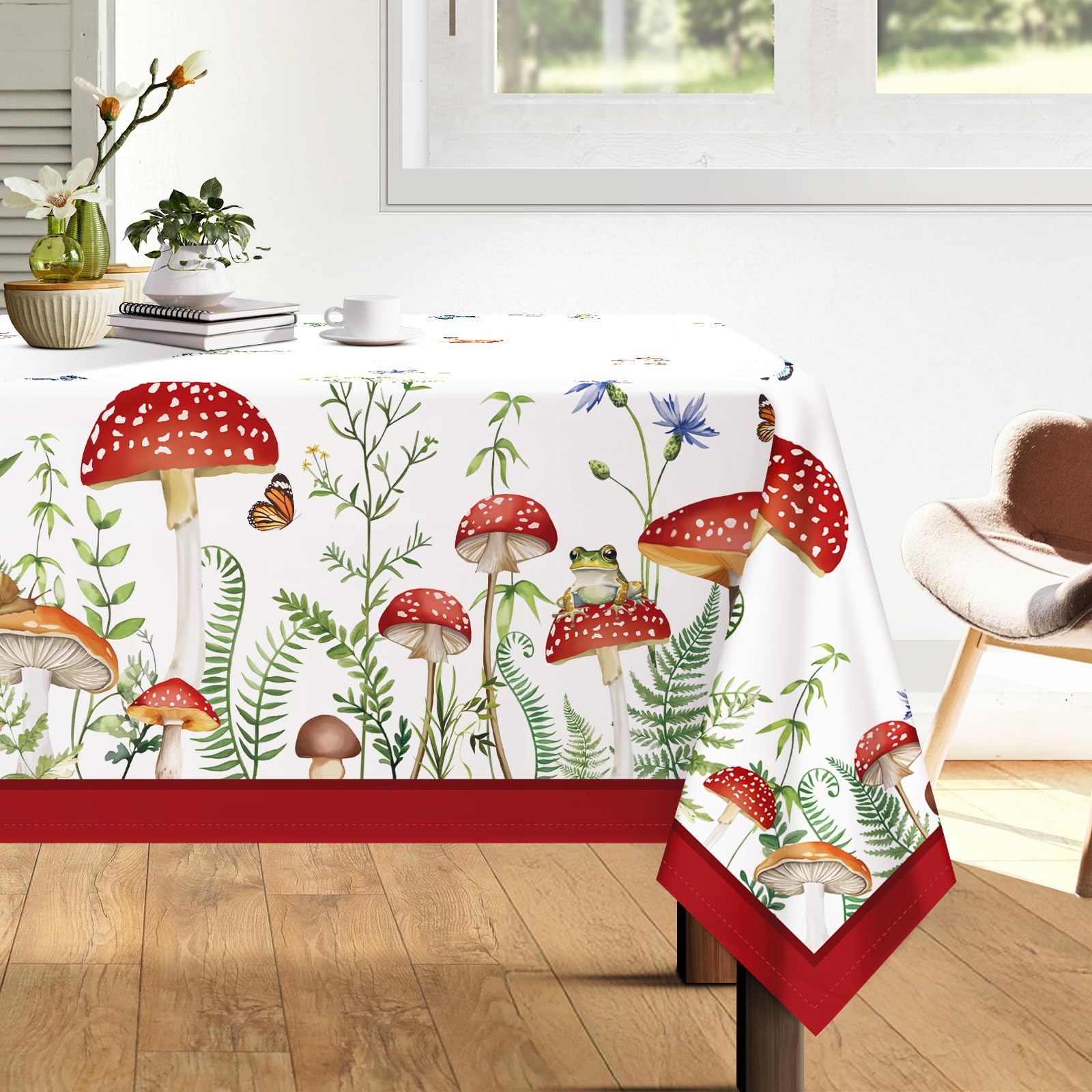 Amazon.com: Arquiel Mushroom Tablecloth Waterproof, Grass Table Cloth ...
