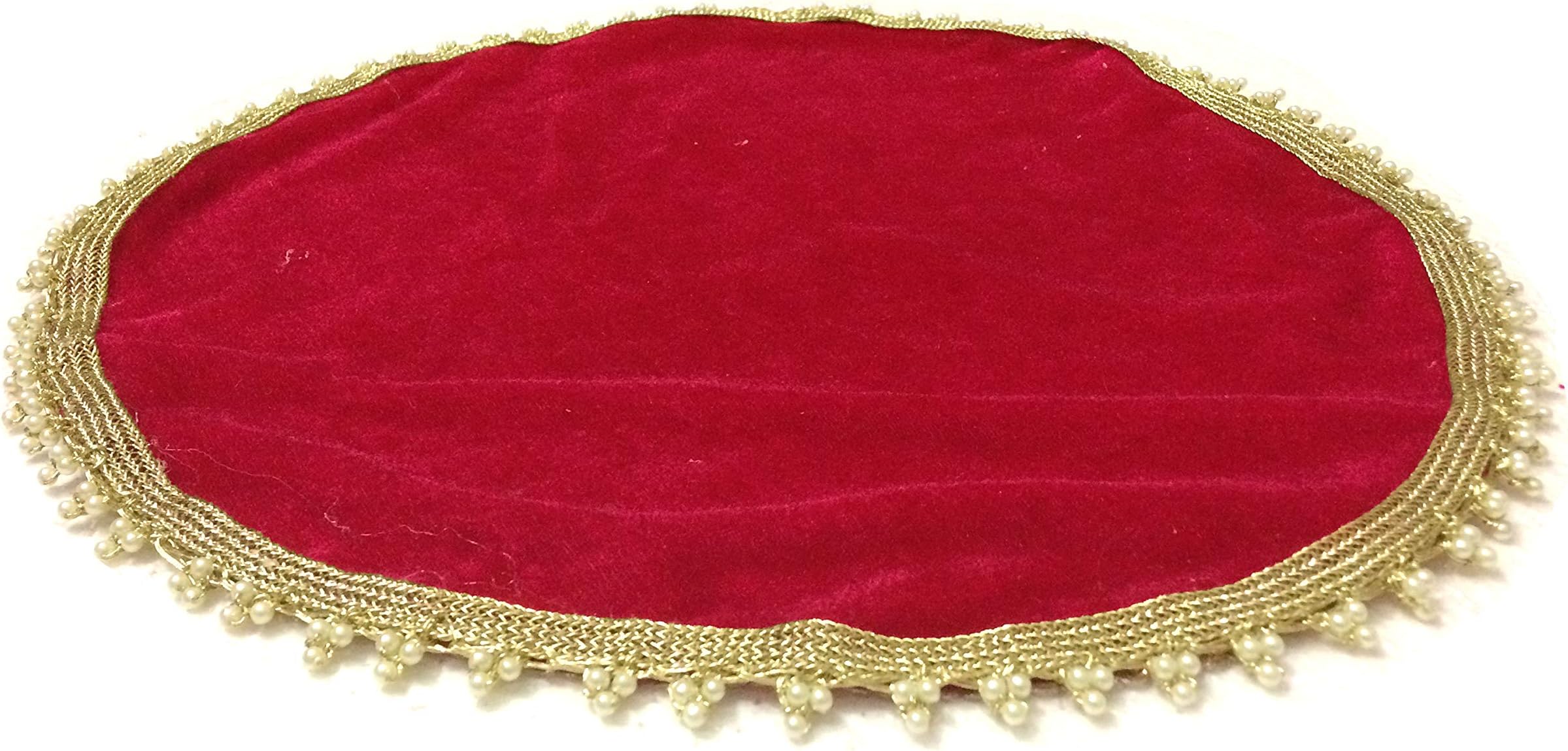 Buy MODEST Net fabric Round Shaped Embroidery Base Pooja Thali Cover ...