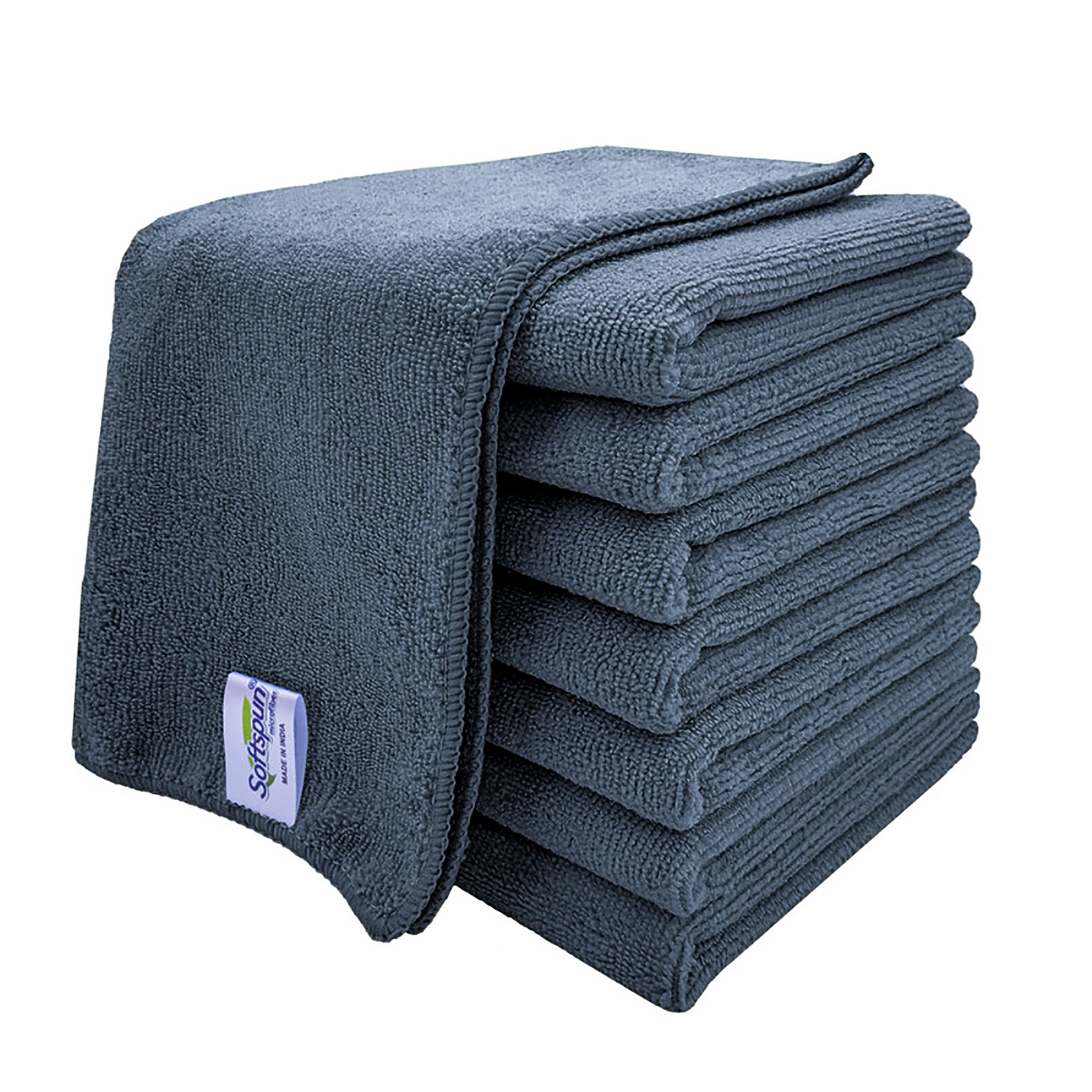 SOFTSPUN Microfiber Cloth - 8 pcs - 40x40 cms - 340 GSM Grey! Thick ...