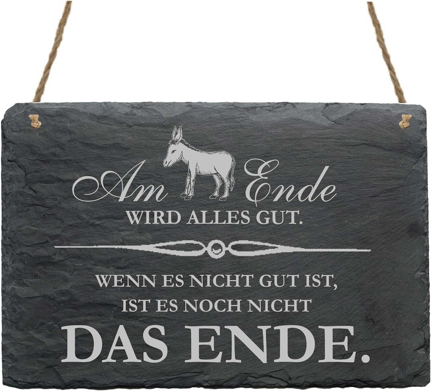 Schiefertafel « AM ENDE WIRD ALLES GUT - Esel » Schild mit ...
