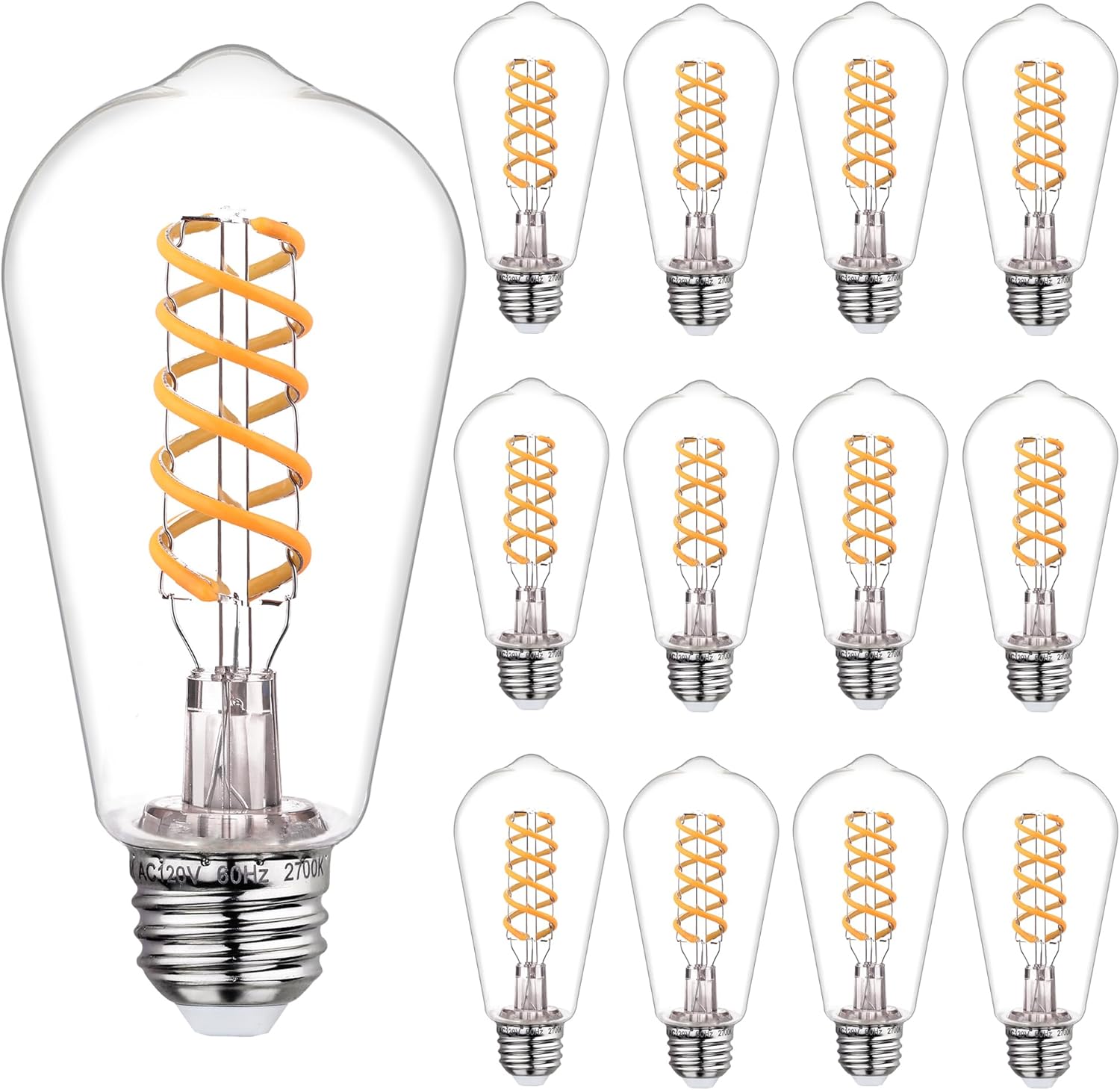 Austin Coast 12 PCS Dimmable Vintage LED Edison Bulbs, 6W Equivalent 60 ...