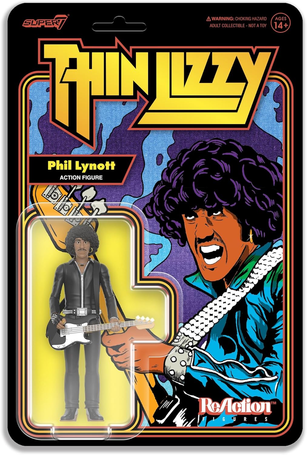Amazon.com: Super7 Thin Lizzy Phil Lynott (Black Leather) - 3.75" Thin ...