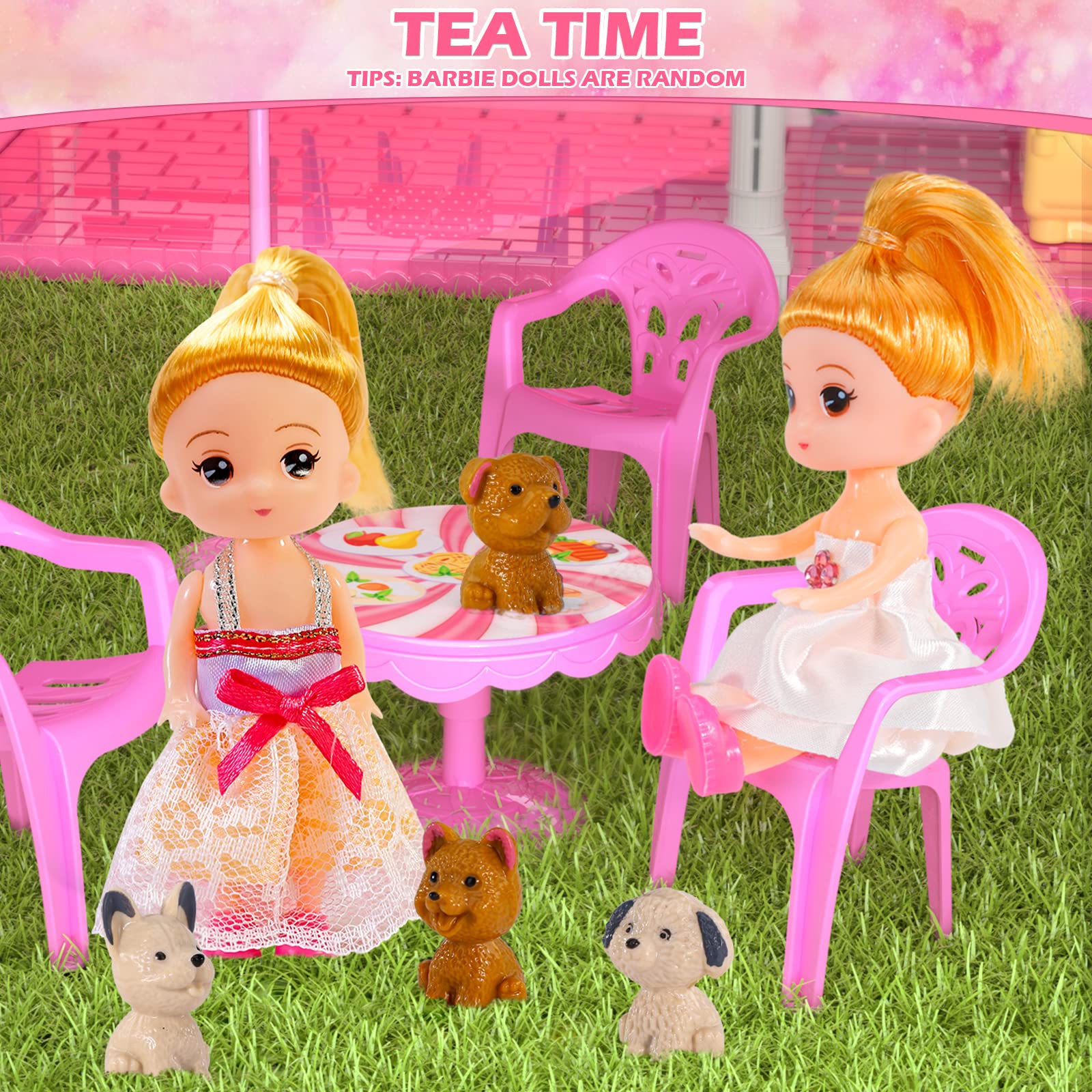 Doll House, Dream Doll House Furniture Pink Girl Toys, 4 Stories 10 ...