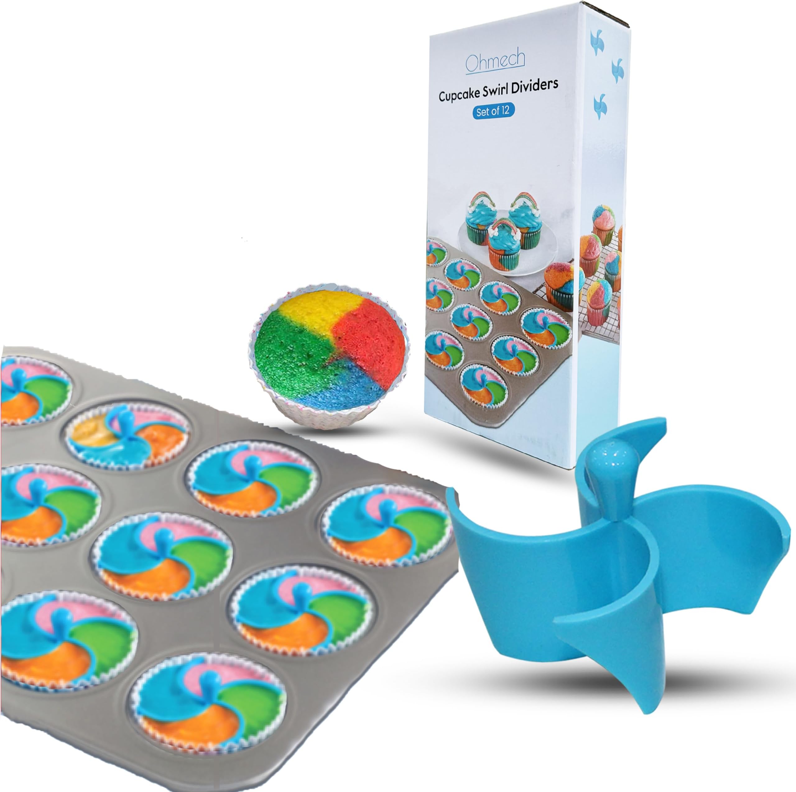 Amazon.com: Ohmech Cupcake Swirl Dividers (Set of 12) Multicolored ...