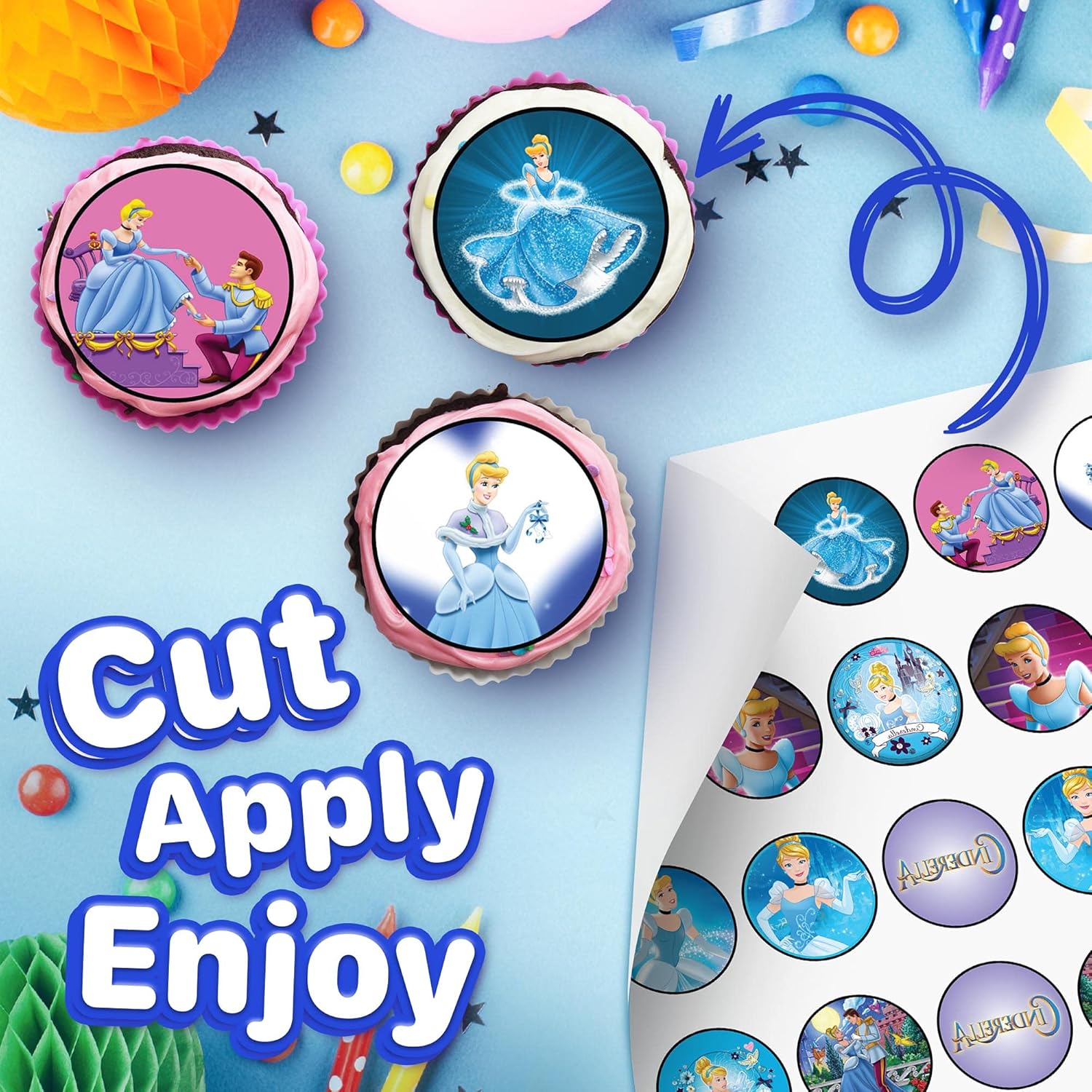Cinderella Themed Edible Cupcake Toppers - Pack of Bermuda | Ubuy