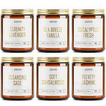 Amazon.com: AOOVOO Candles Set - 6PC Scented Candles, Soy Candle, Aromatherapy Candle, Soy Wax ...