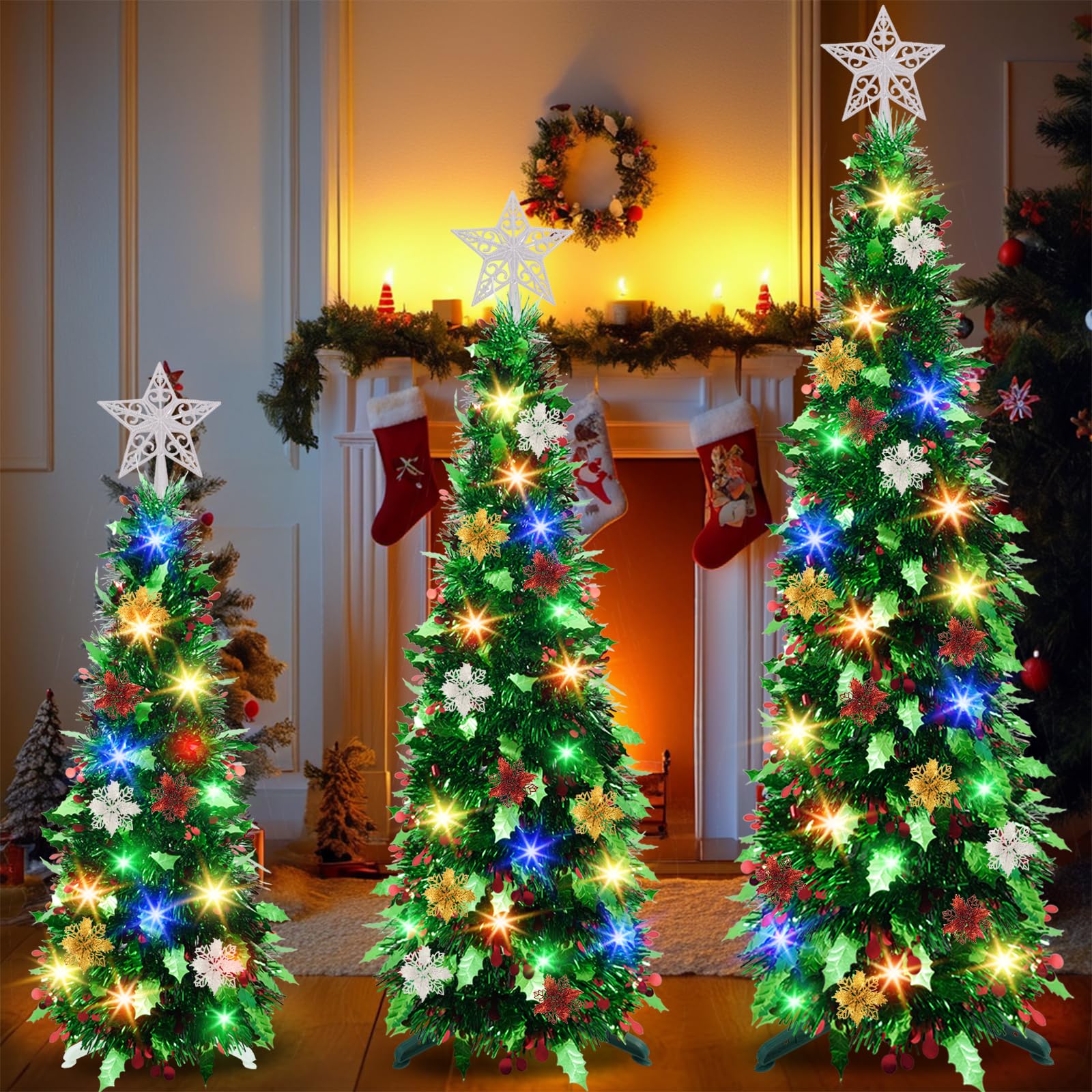 Amazon.com: Caplidou 2 FT 3 FT 4 FT Pop Up Christmas Tree, 3 Pack ...